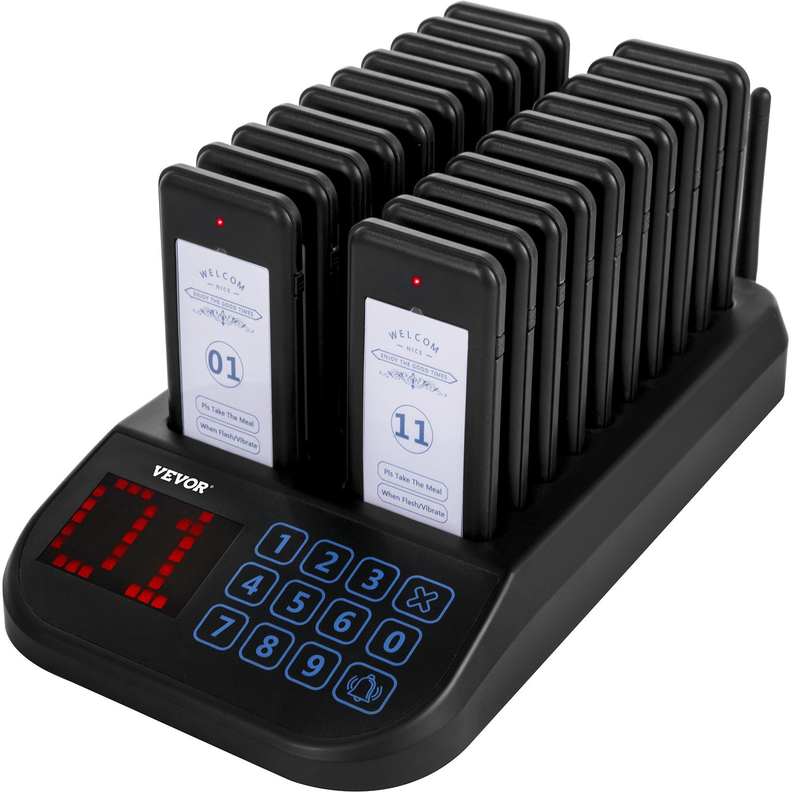 WORLD SHOP BOX F103 Restaurant Pager System 20 Pagers, Max 98 Beepers ...