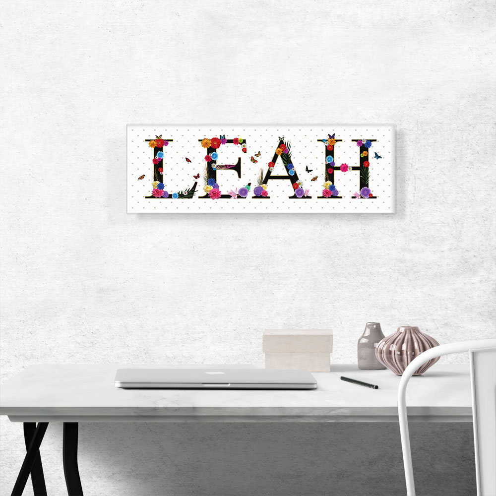 ARTCANVAS LEAH Girls Name - Wrapped Canvas Panoramic Textual Art Print ...
