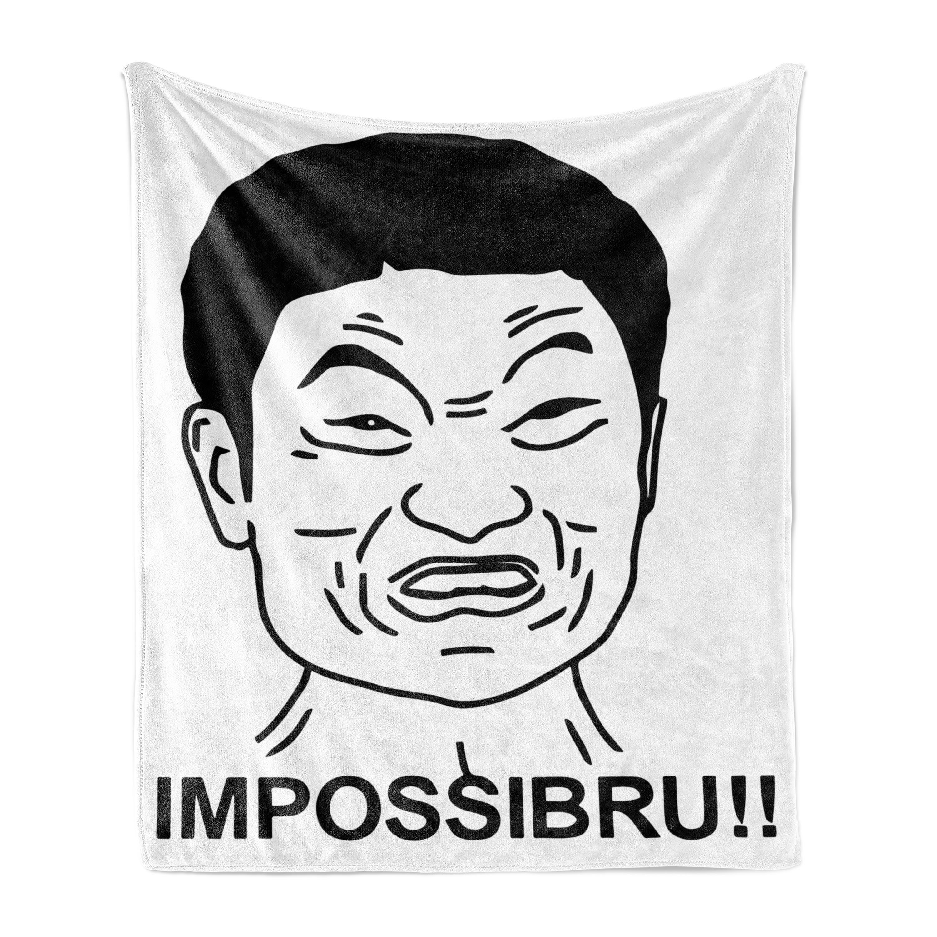 Ambesonne Humor Fleece Throw Blanket Impossibru Meme Black and White ...