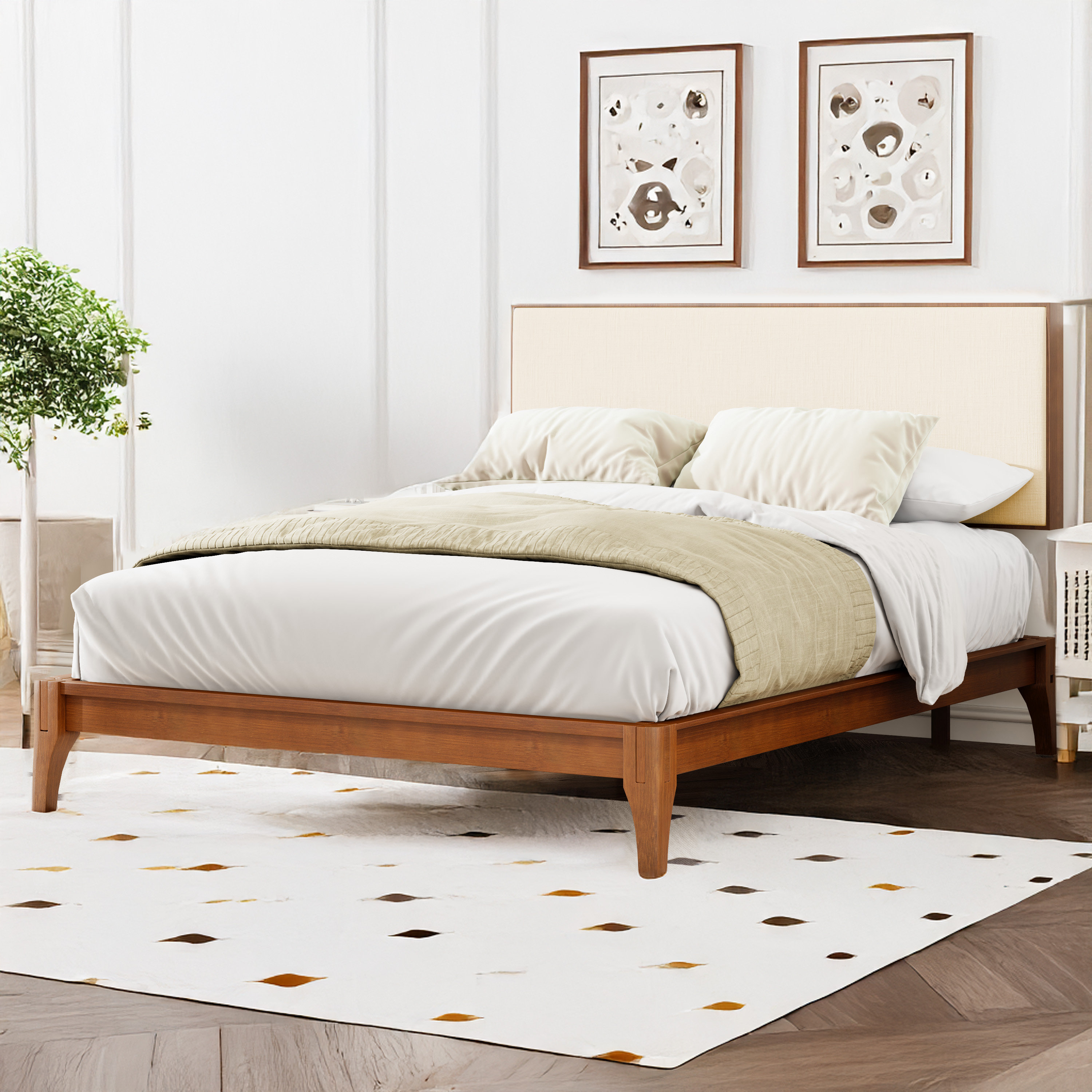 Latitude Run® Bamboo Bec Frame Upholstered Adjustable Headboard | Wayfair