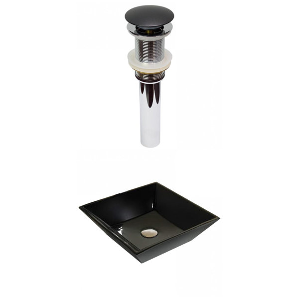 Plumbing N Parts 16.1'' Enamel Glaze Ceramic Square Vessel Bathroom ...