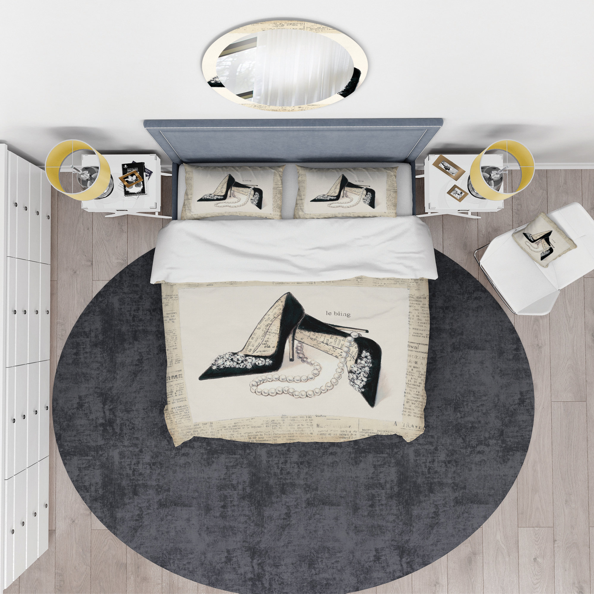 Design Art Glamorous Black Diamond Stiletto I - Fashion Duvet Cover Set ...