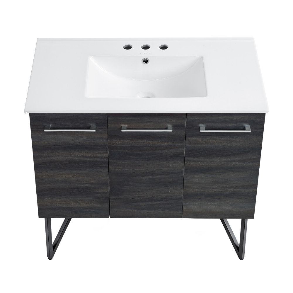 Swiss Madison Annecy 36 In. Black Walnut Bathroom Vanity With 3-Hole ...