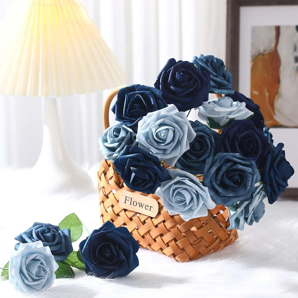 Primrue 100 Pcs Artificial Flowers Real Looking Rose Flowers Foam Fake ...