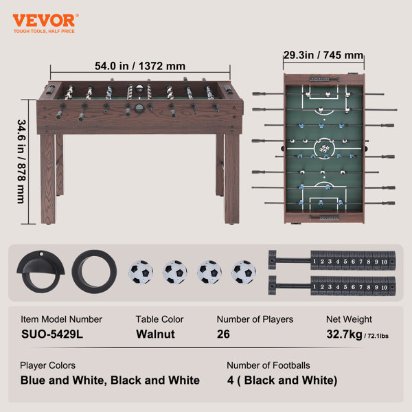 VEVOR 54'' L Foosball Table with Telescopic Rods | Wayfair