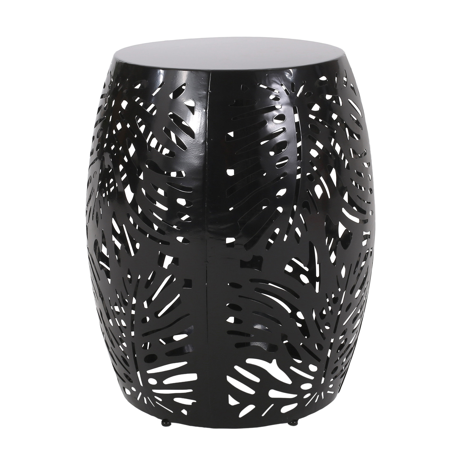 Latitude Run® Modern Metal Table - Iron With Tropical Leaf Pattern, 16 ...