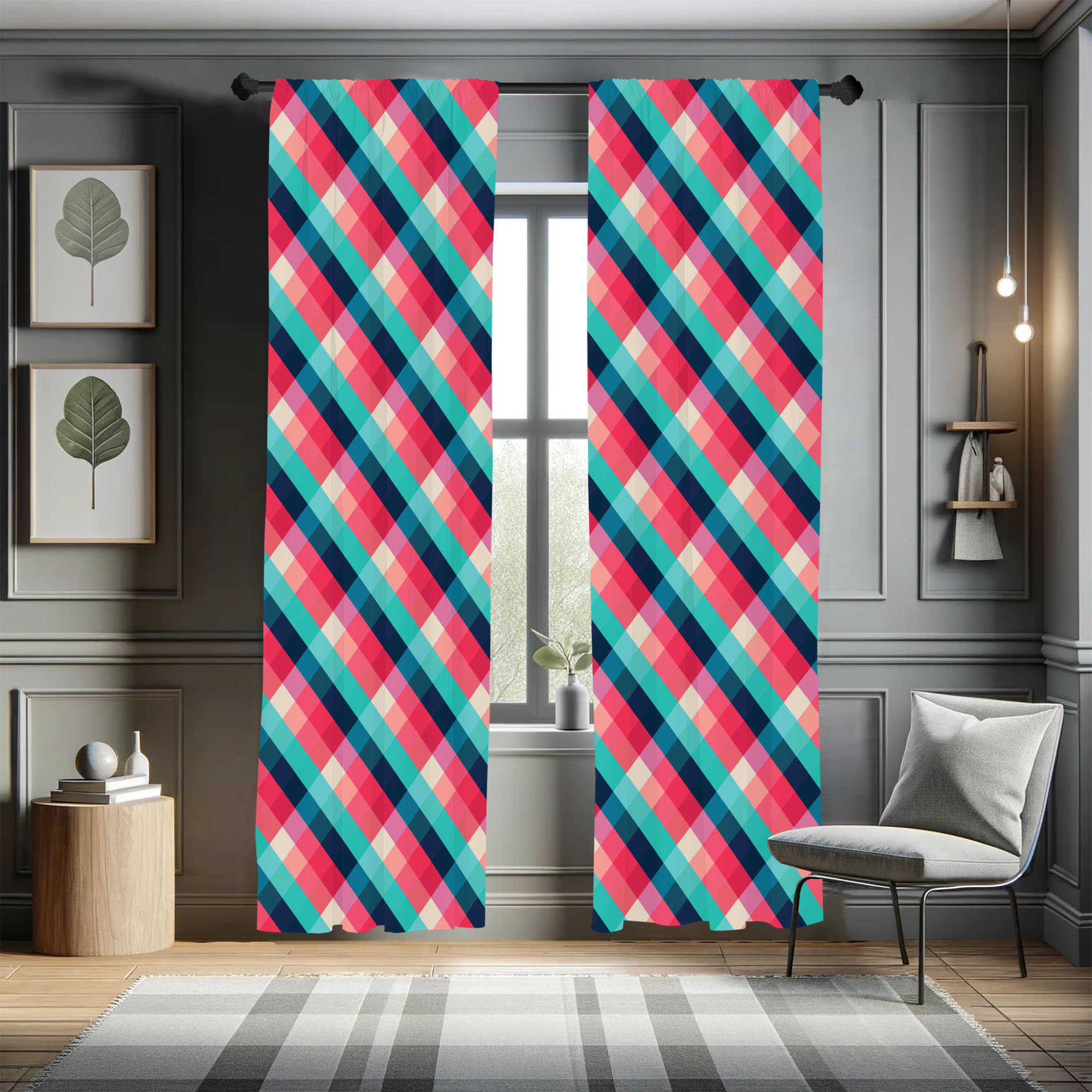 George Oliver Geometric Curtains, Diagonal Grid Rhombuses | Wayfair