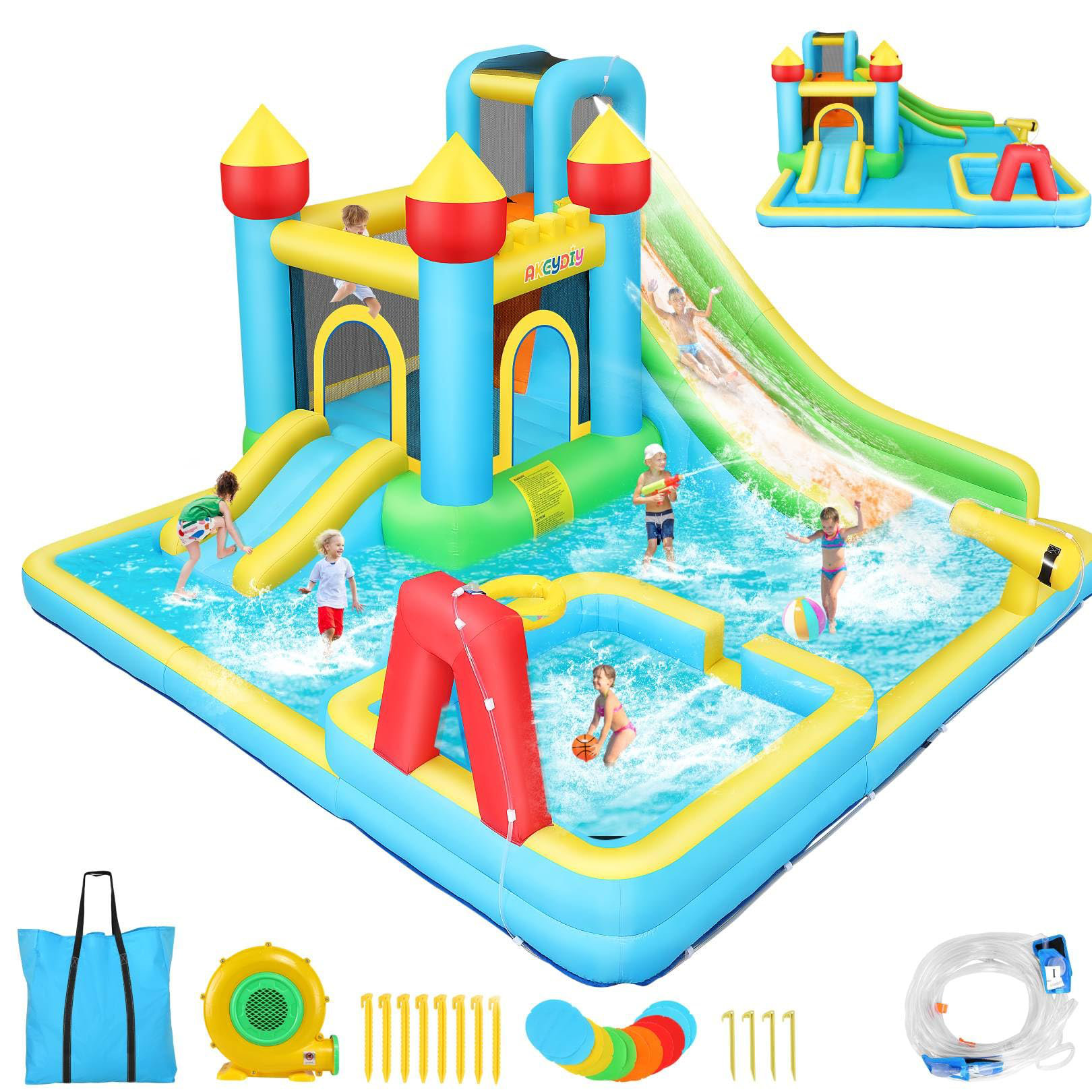 Homdox 12.9' X 12.5' Inflatable Bounce House, Water Slide Bounce Castle ...