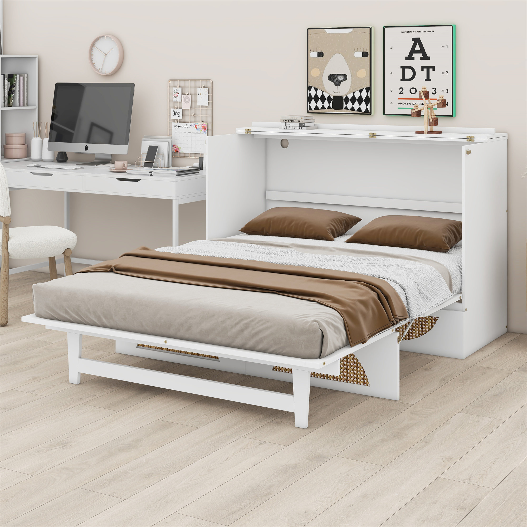 Latitude Run® Murphy Bed With Drawer,USB Ports And Outlets - Wayfair Canada