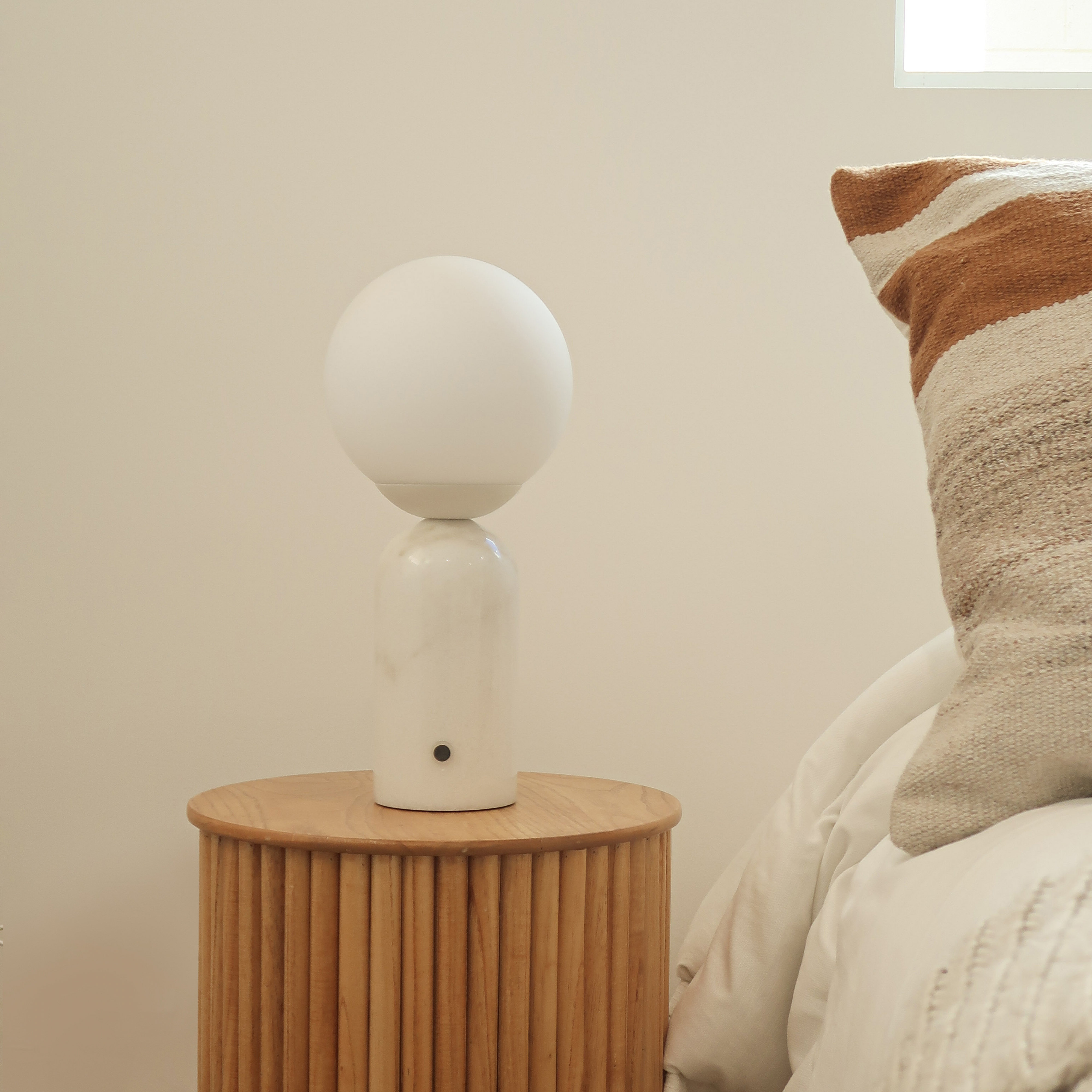 AllModern Mila Tall 15 in. Modern Marble and Frosted Globe Bedside ...