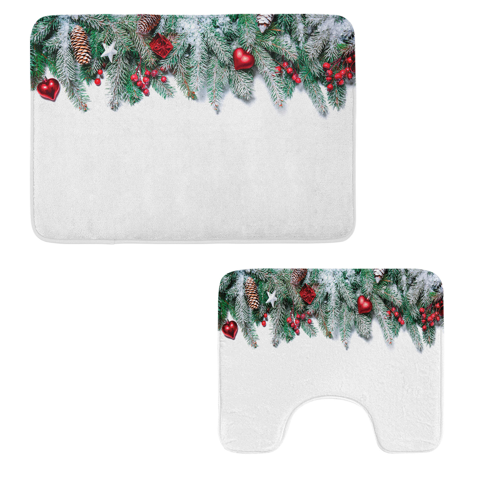 The Holiday Aisle® Christmas Bathroom Rug Set 2 Pieces Rectangle ...