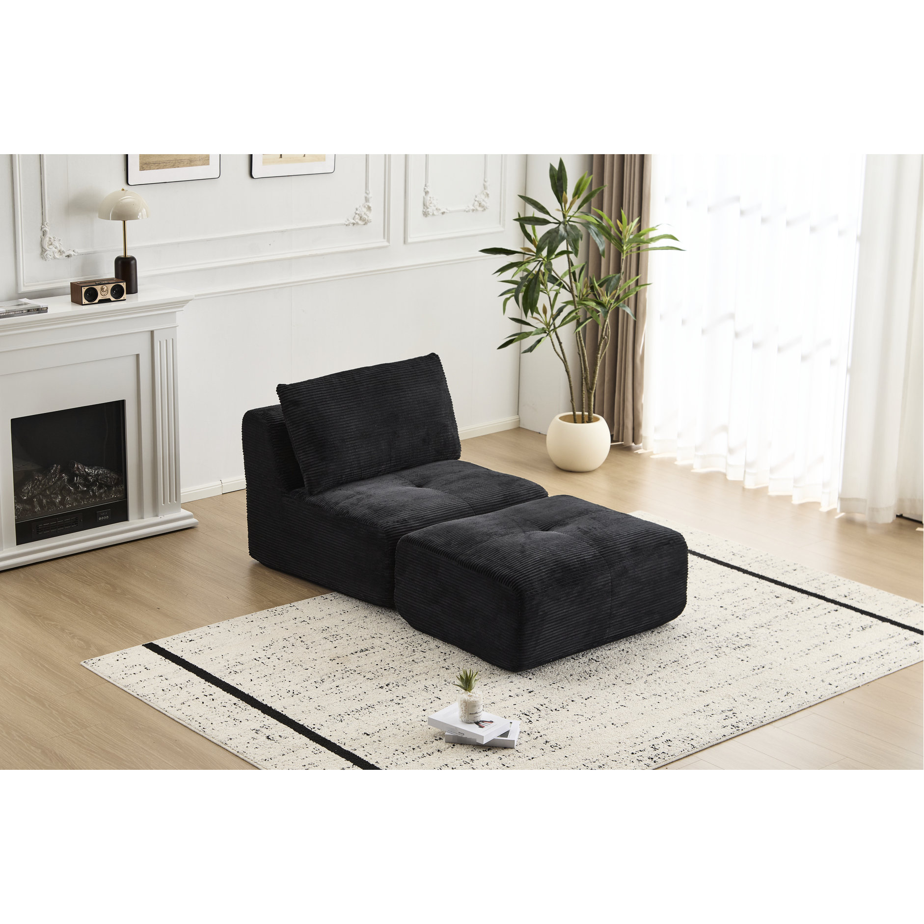 Latitude Run® Memory Foam Compressed Single Chaise Longue In Corduroy ...