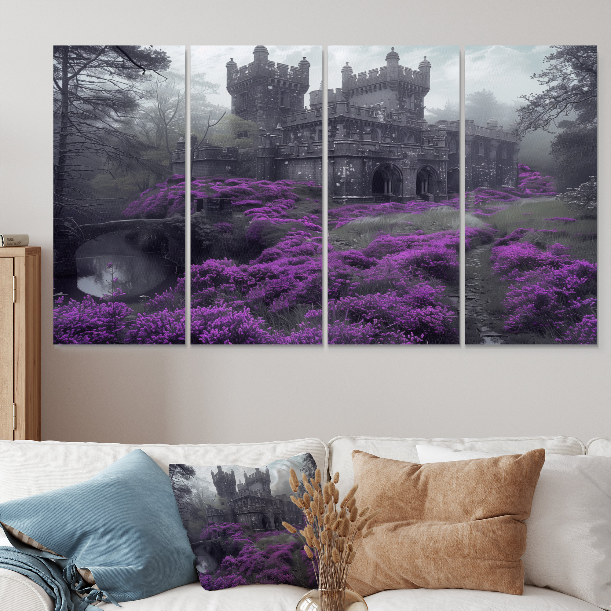 Winston Porter Monochrome Fog Castle Flowers In France III - Castles ...