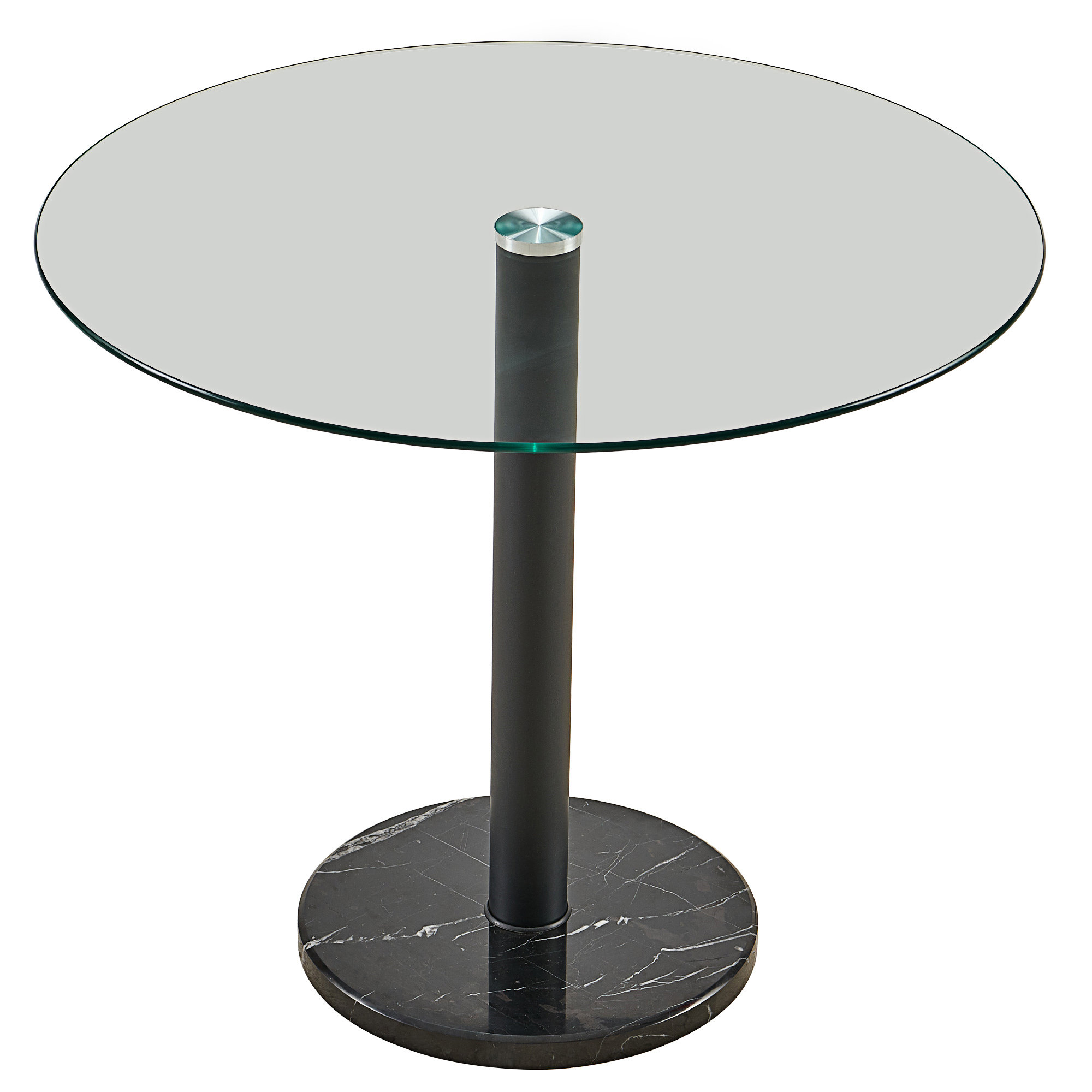 Wrought Studio™ Modern Round Kitchen Table Coffee Table With Glass Top ...