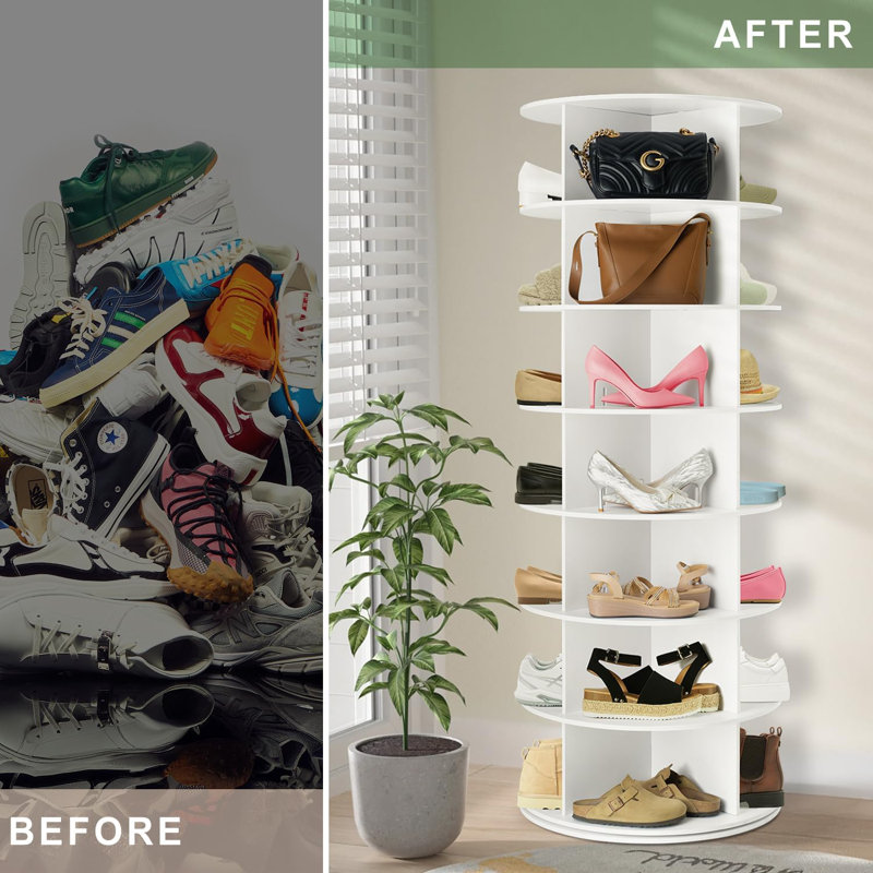 Hokku Designs 7-Tier Rotating Shoe Rack With 360° Spinning Carousel ...