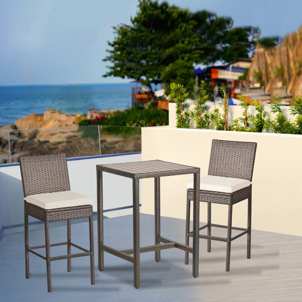 Ebern Designs Outdoor Bar Table Patio Bar Height Bistro Table 39" Tall ...