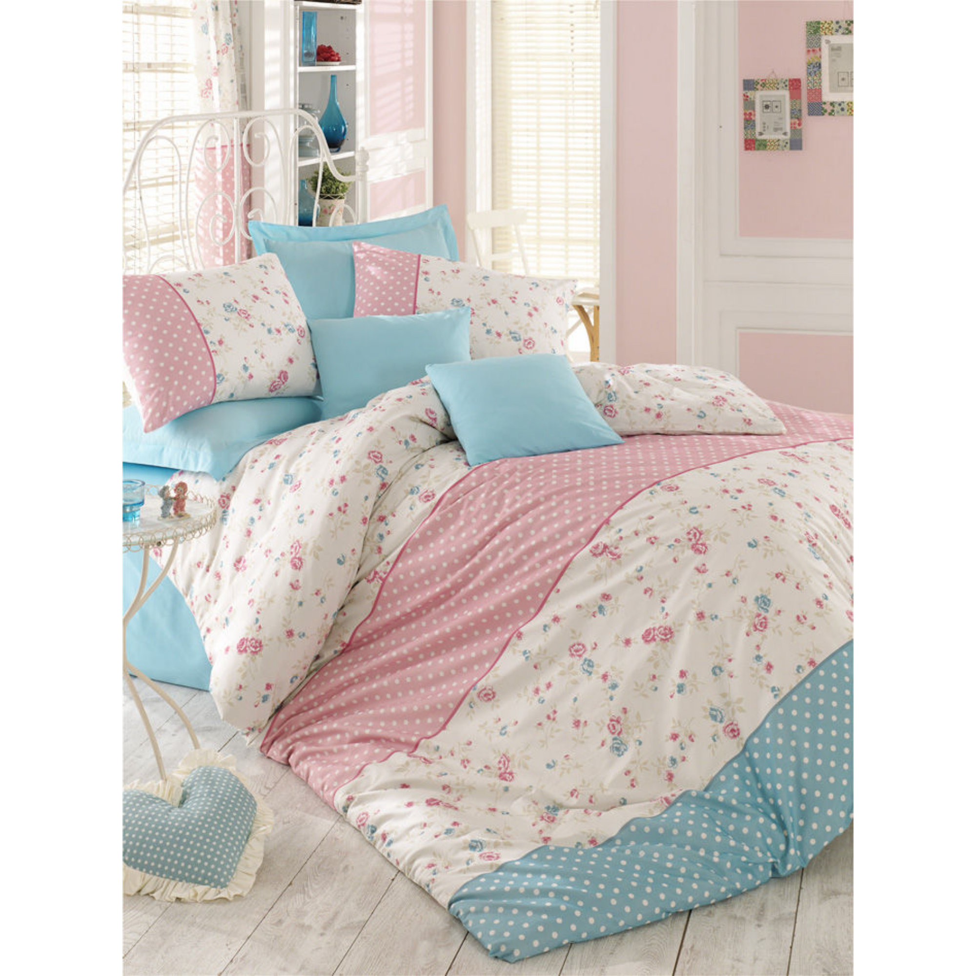 Asir Group INC Mcelfresh White/Turquoise/Pink Cotton Blend Modern ...