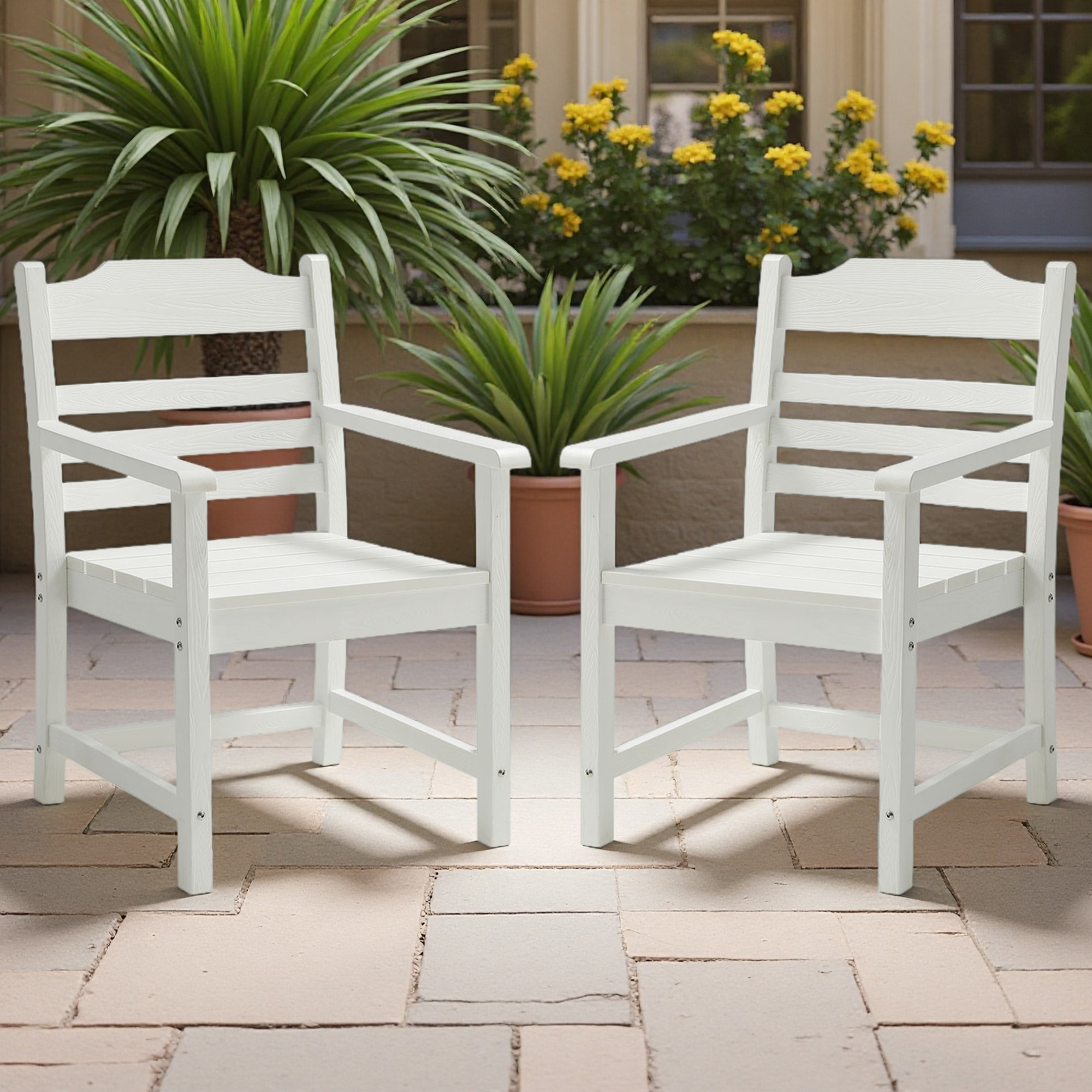Latitude Run® Set Of 2 Outdoor Dining Chairs With Arms, HIPS Material ...