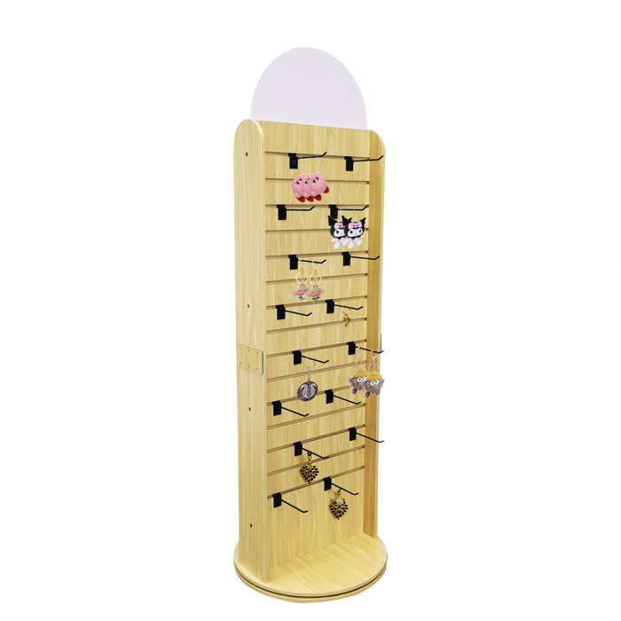 FixtureDisplays Double Sided Slatwall Rotating Display Wood Floor ...