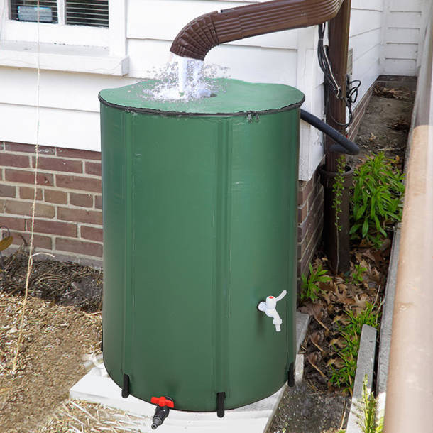 GreatAmericanRainBarrel Plastic Drainable Dual Overflow Rain Barrel ...