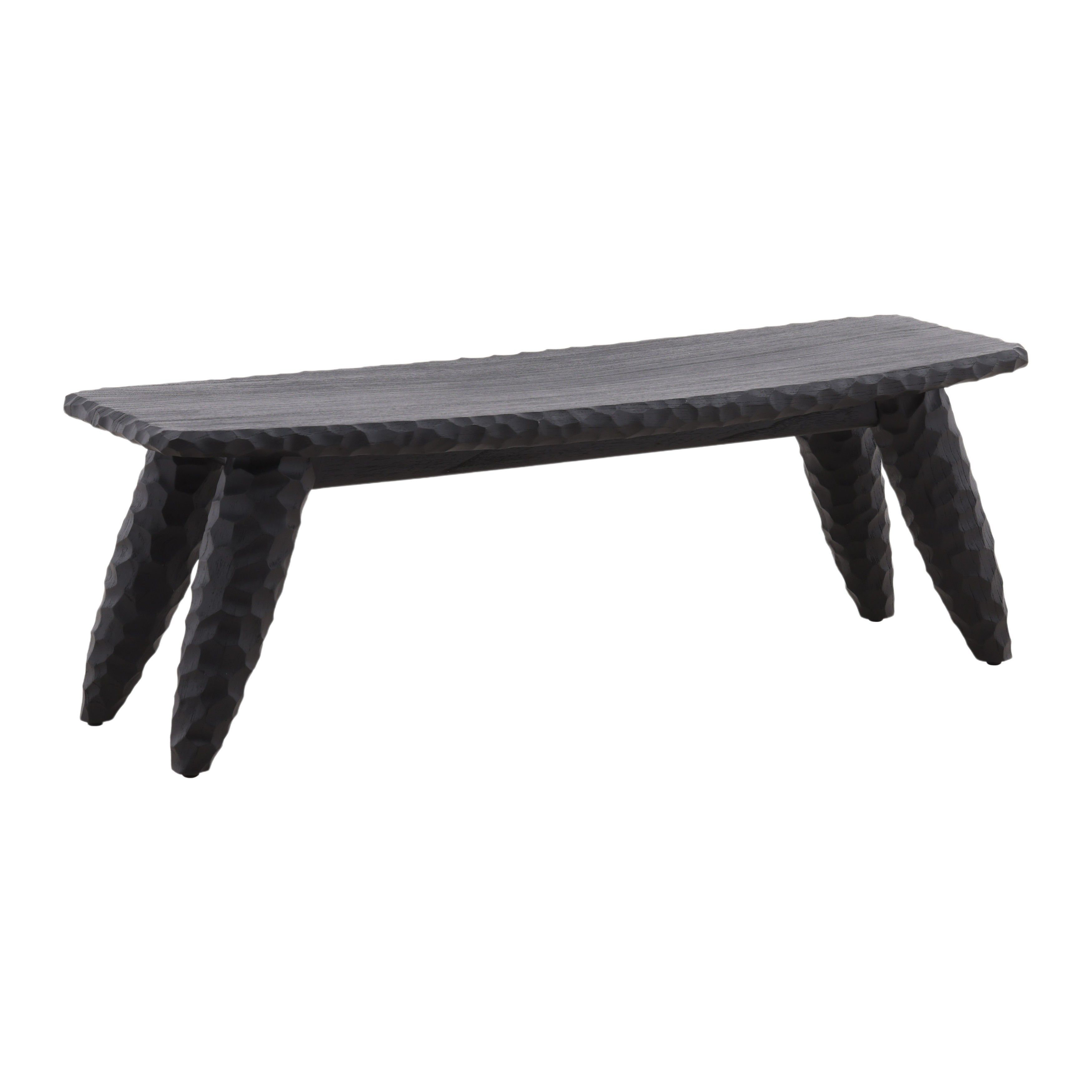 Dovetail Furniture Quillan Mindi Wood Bench, Black | Perigold
