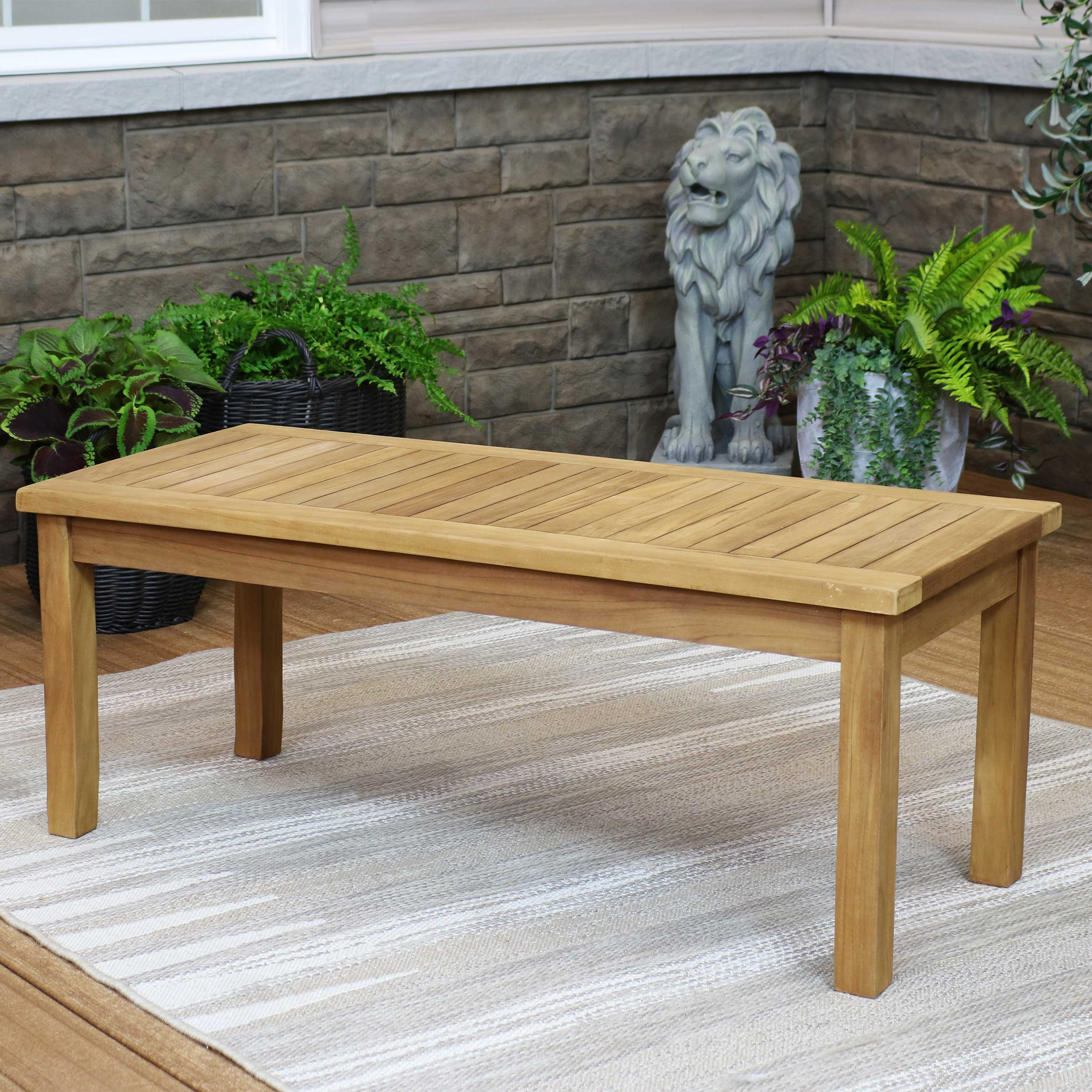 Rosecliff Heights Hellwig Teak Rectangular Outdoor Coffee Table ...