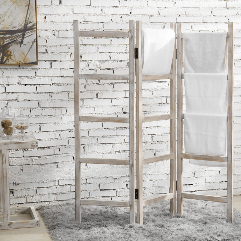 Gracie Oaks Isidoros 53.25'' W x 59'' H 3 - Panel Ladder Folding Room ...