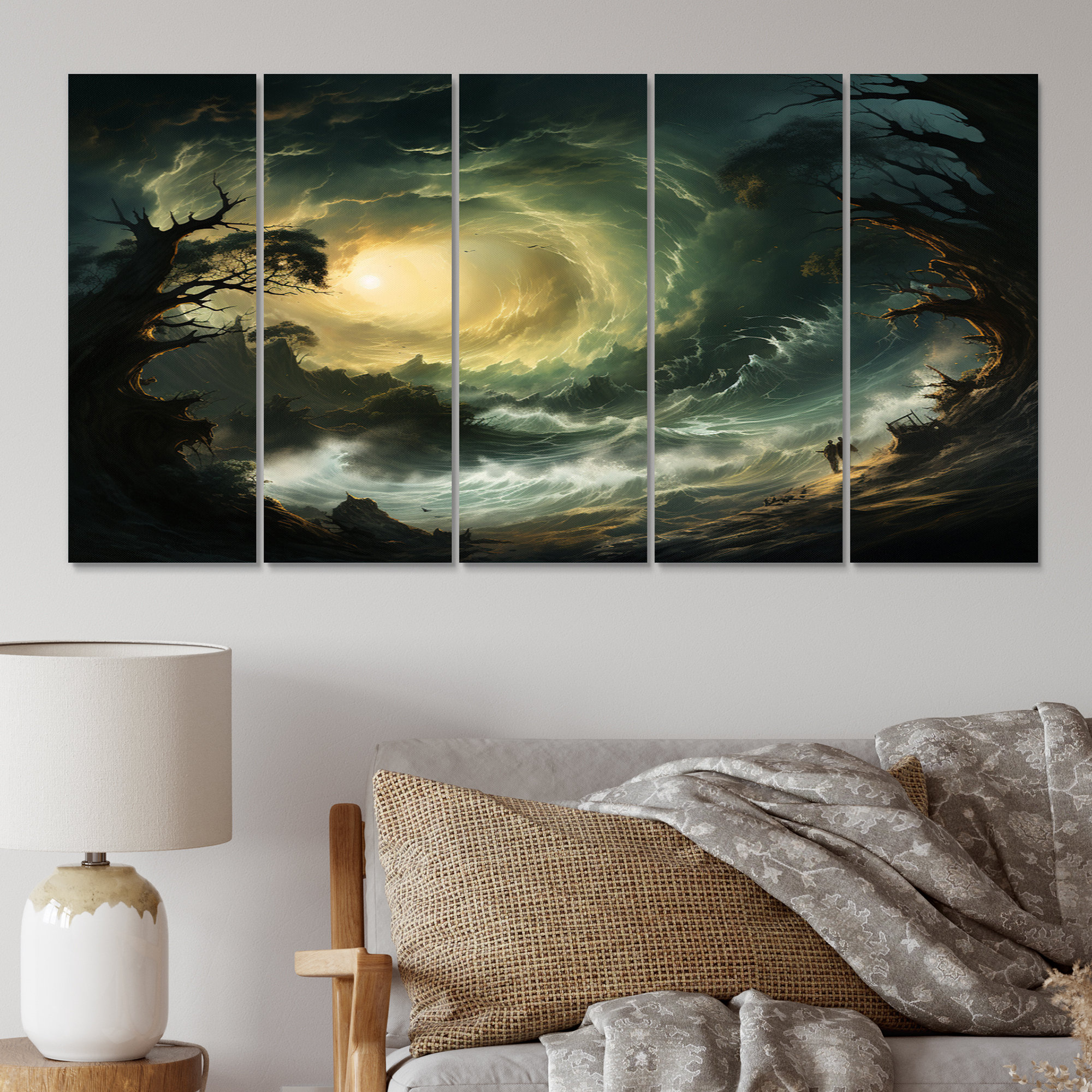 Rosecliff Heights Green Whirlwind Fury Storm I - 5 Piece Wrapped Canvas ...