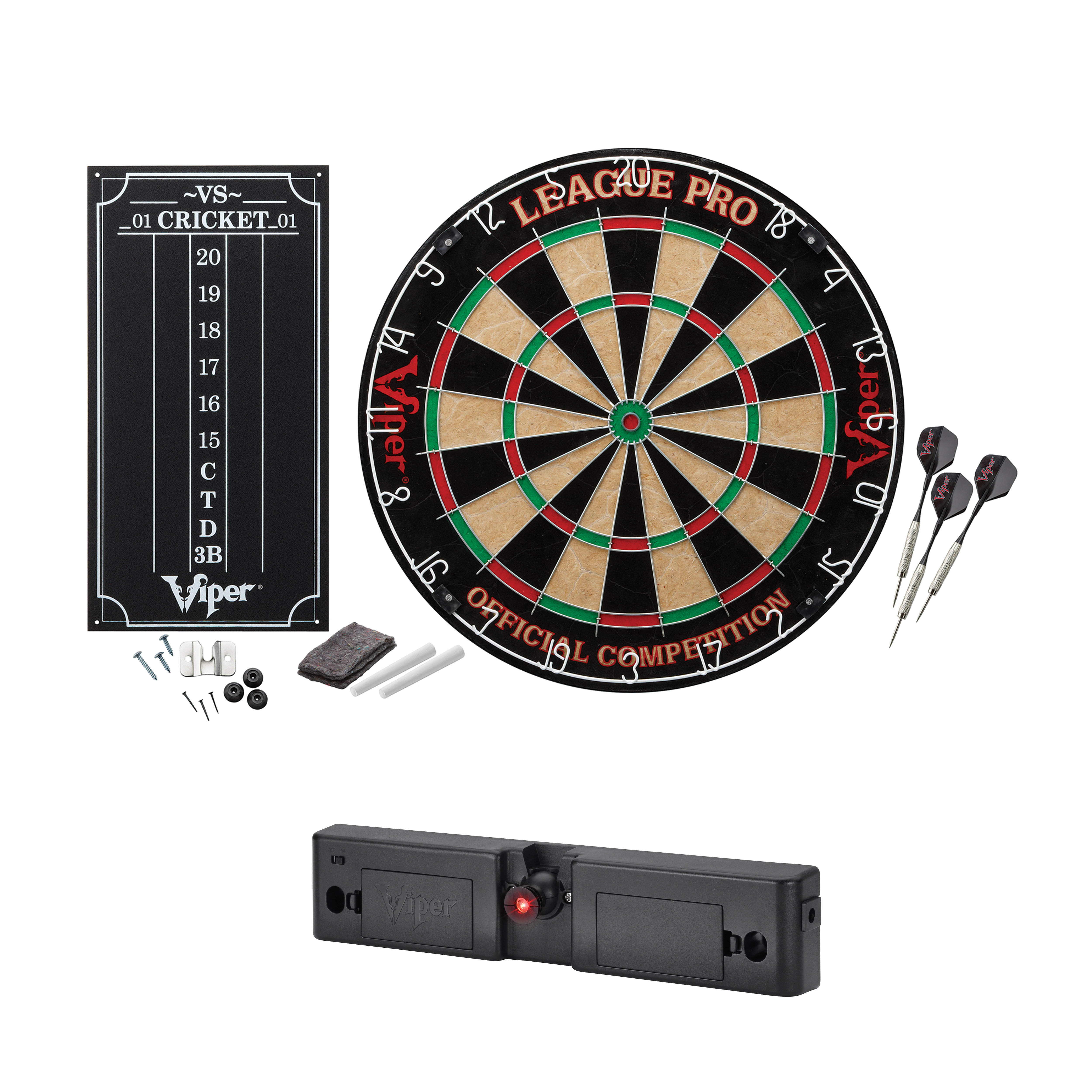 Viper League Pro Bundle With Chalk Scoreboard, Set Of Steel-Tip Darts ...