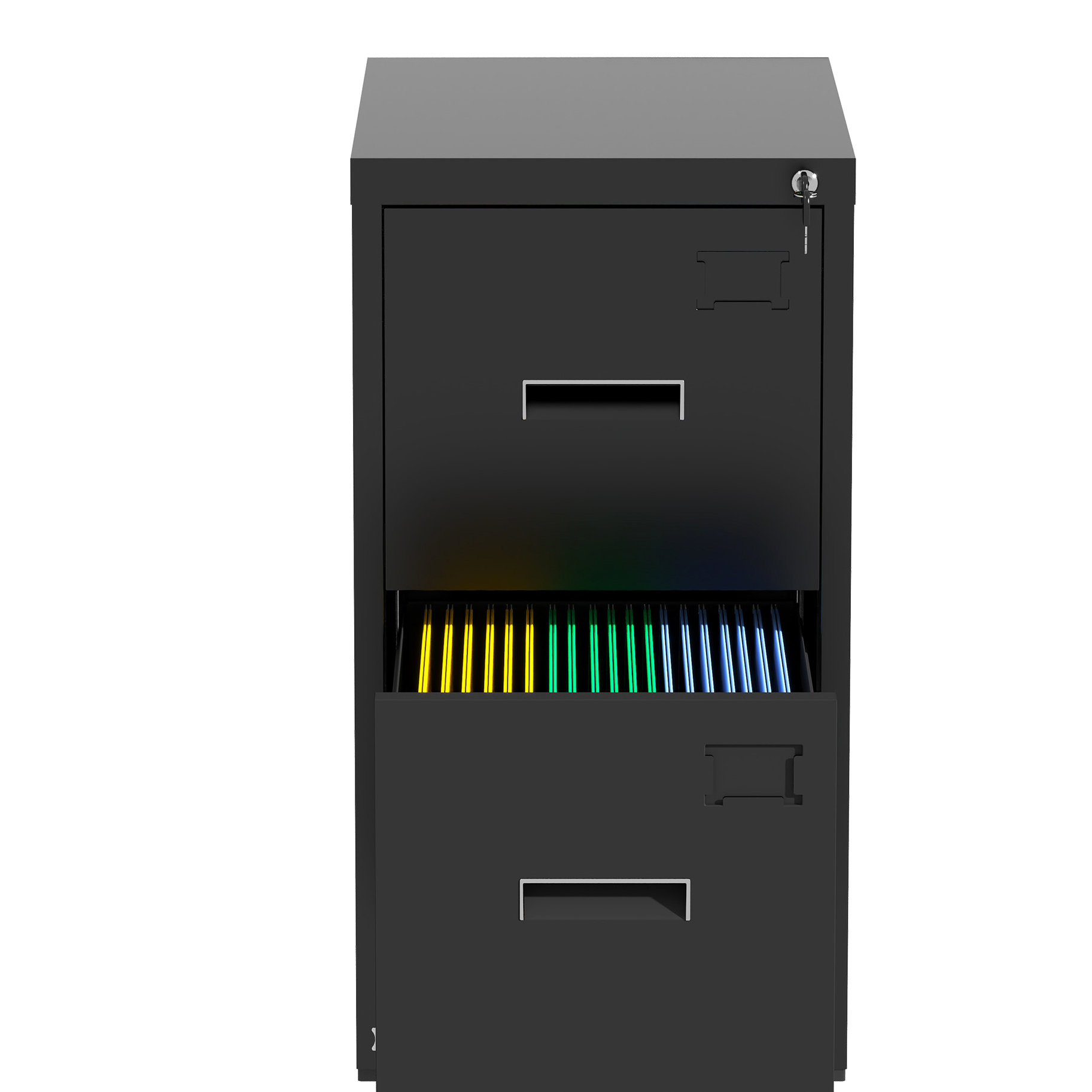Inbox Zero 2 Metal Vertical File Cabinet With Lock And Card Slot, Black ...