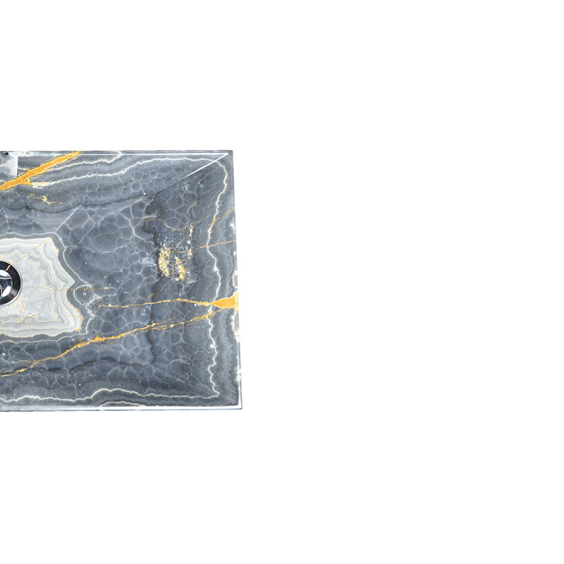 AA Warehousing 13'' Gray Stone Rectangular Vessel Bathroom Sink | Wayfair