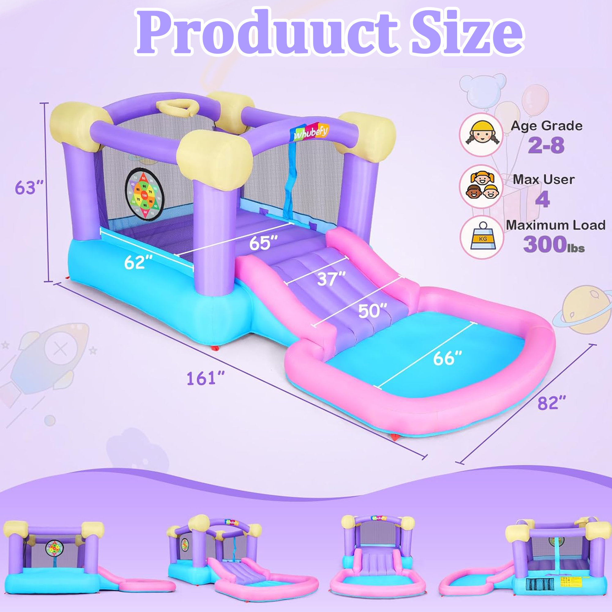 Ancheer 13.4' x 6.8' Inflatable Bounce House for Kid w/ Ball Pit,Slide ...