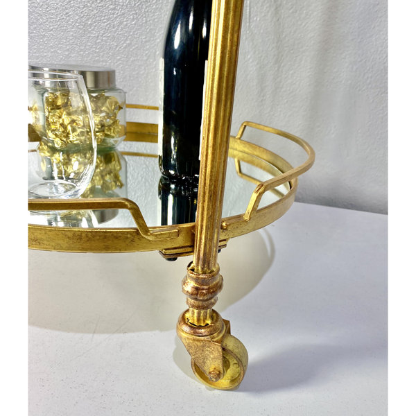 Rosdorf Park 2-shelf Glass Round Serving Bar Cart - Gold & Reviews ...