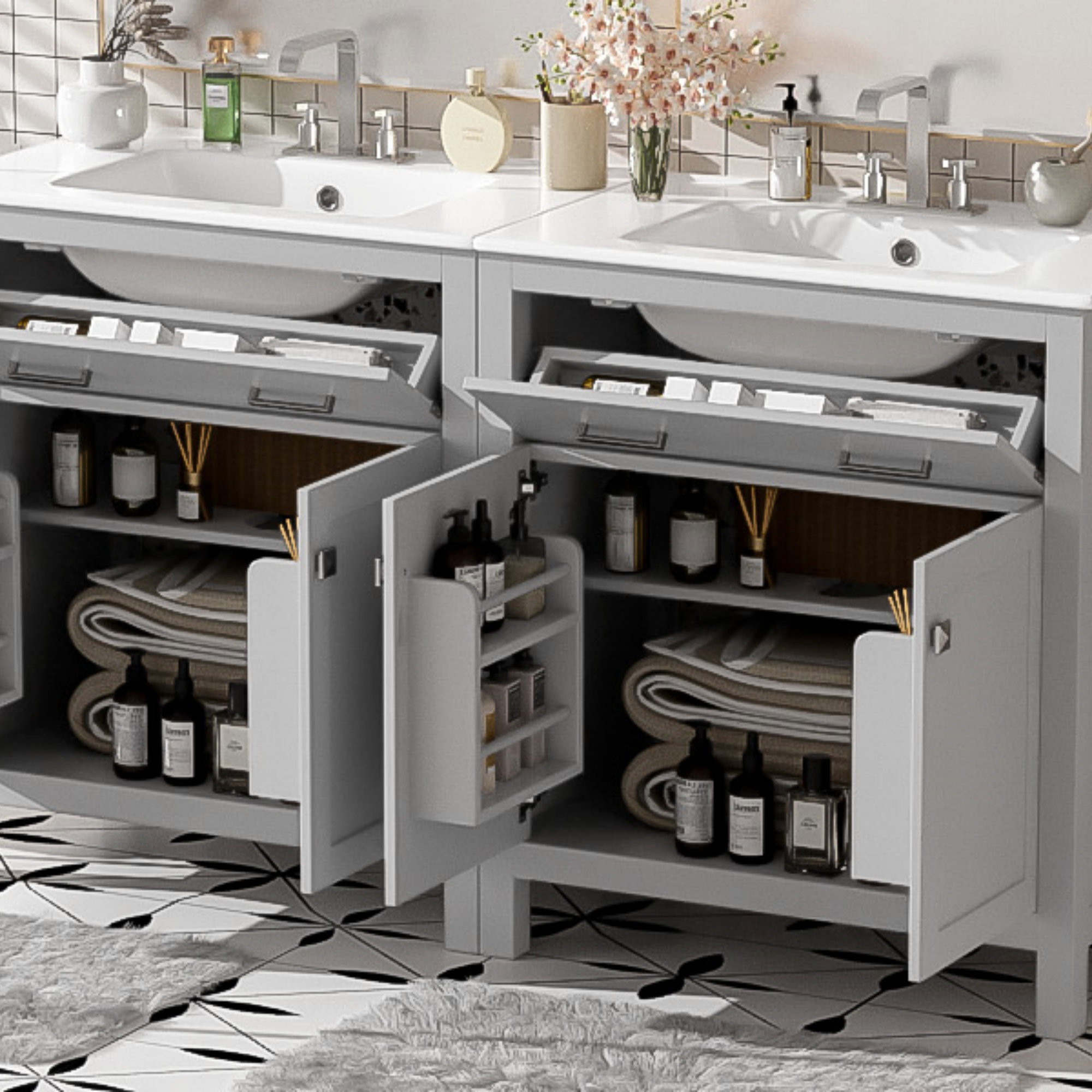 Latitude Run® 60" Modern Bathroom Vanity Set With Double Vanities ...