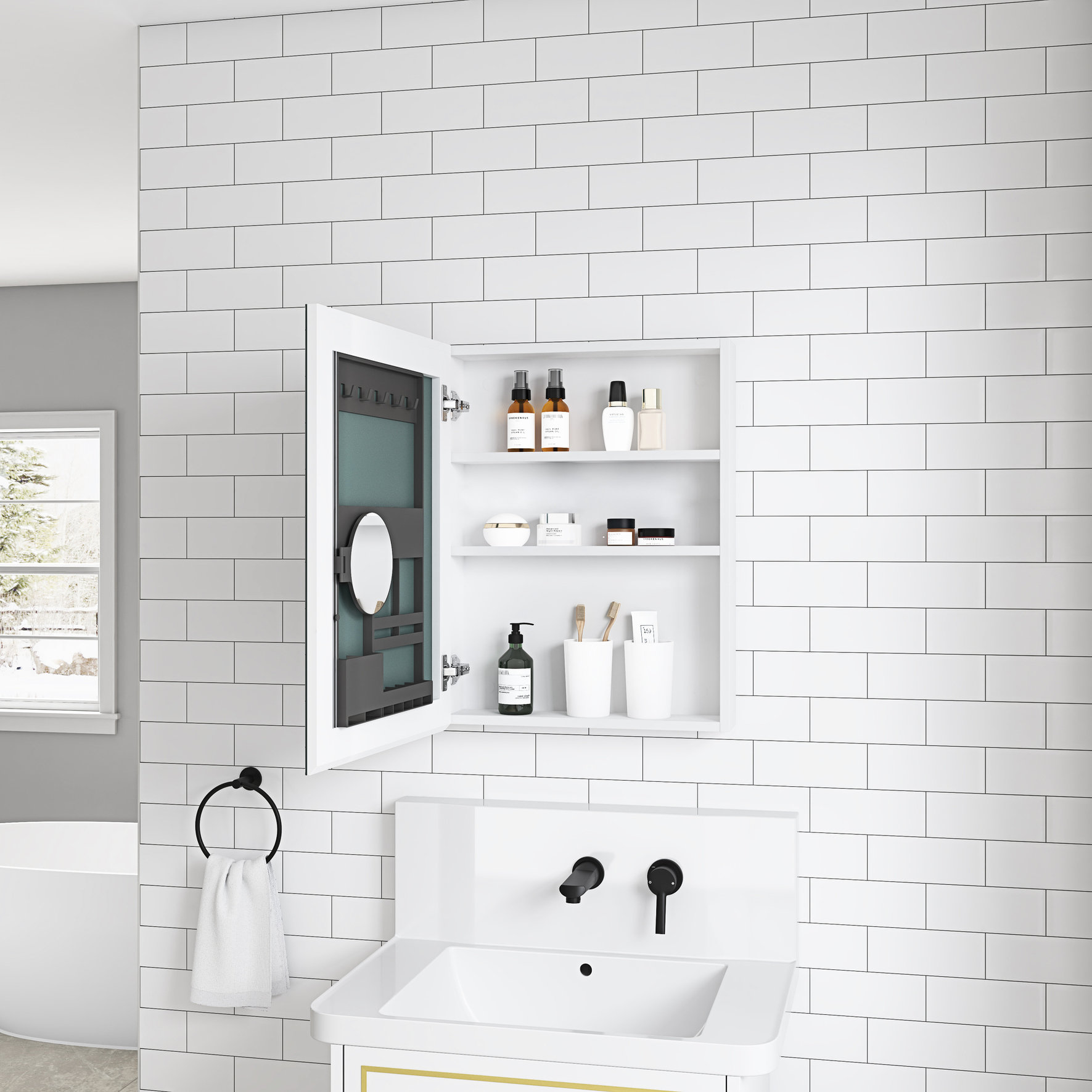 Orren Ellis 26'' H Bathroom Medicine Cabinet, Beveled Mirror Finish ...