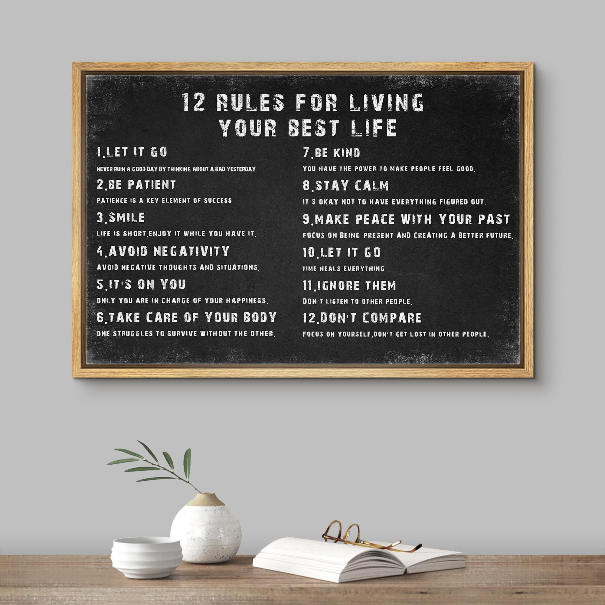 IDEA4WALL 12 Rules For Living Your Best Life Inspirational Guide Framed ...