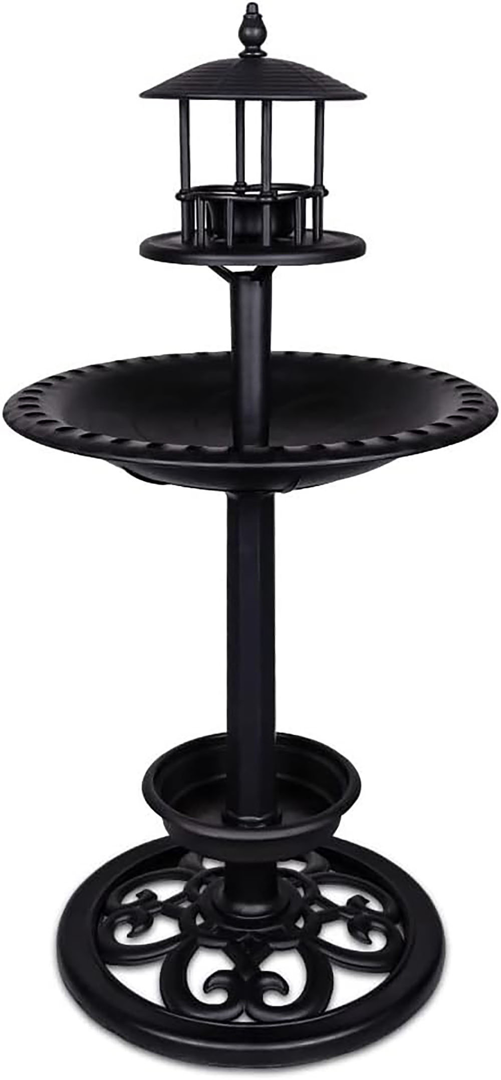 Lark Manor Black Bird Baths For Outdoors Plastic Bird Feeder With ...