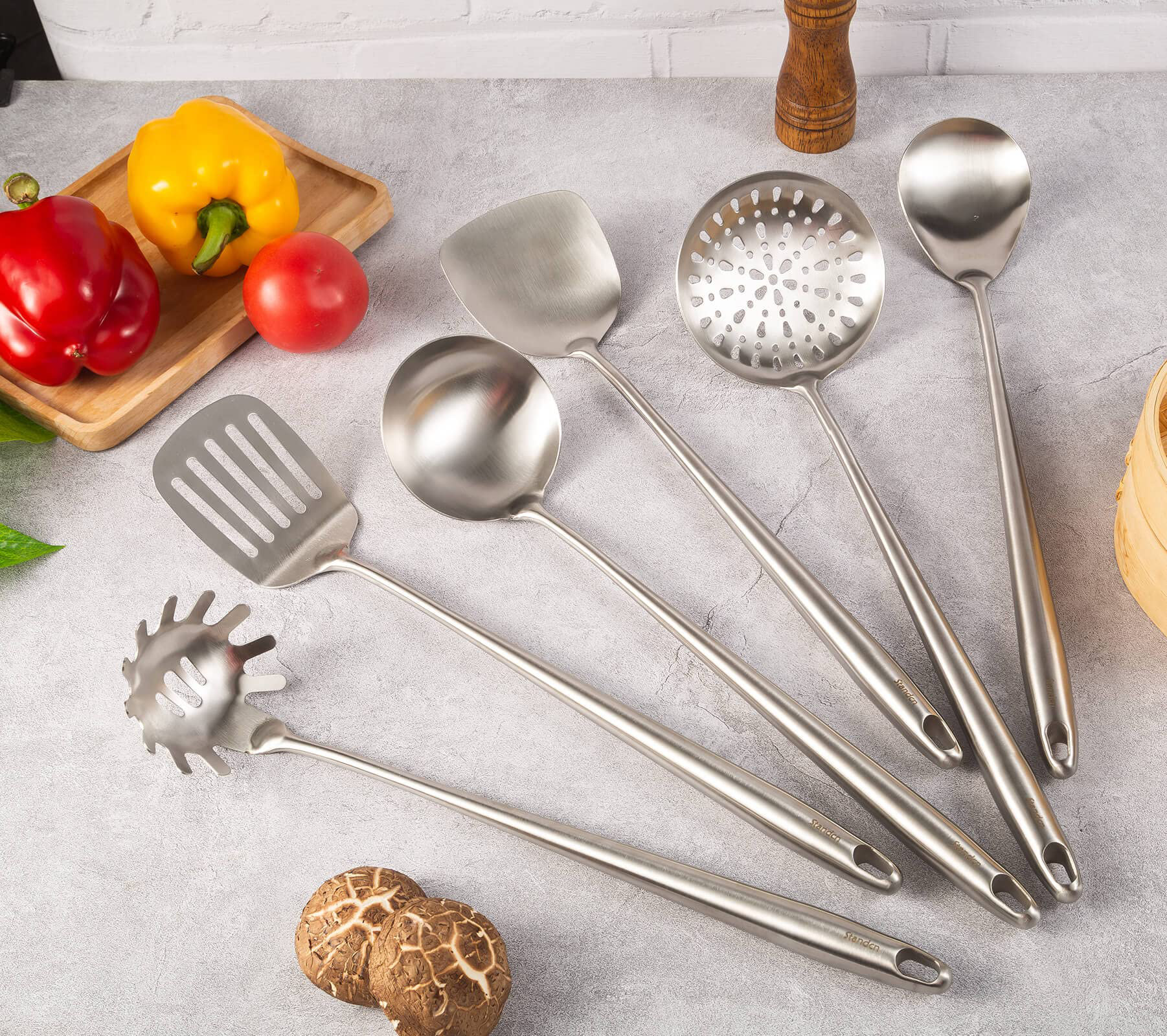 DOFLIC Stainless Steel Kitchen Utensils Set, 6-Pieces All Metal Extra ...