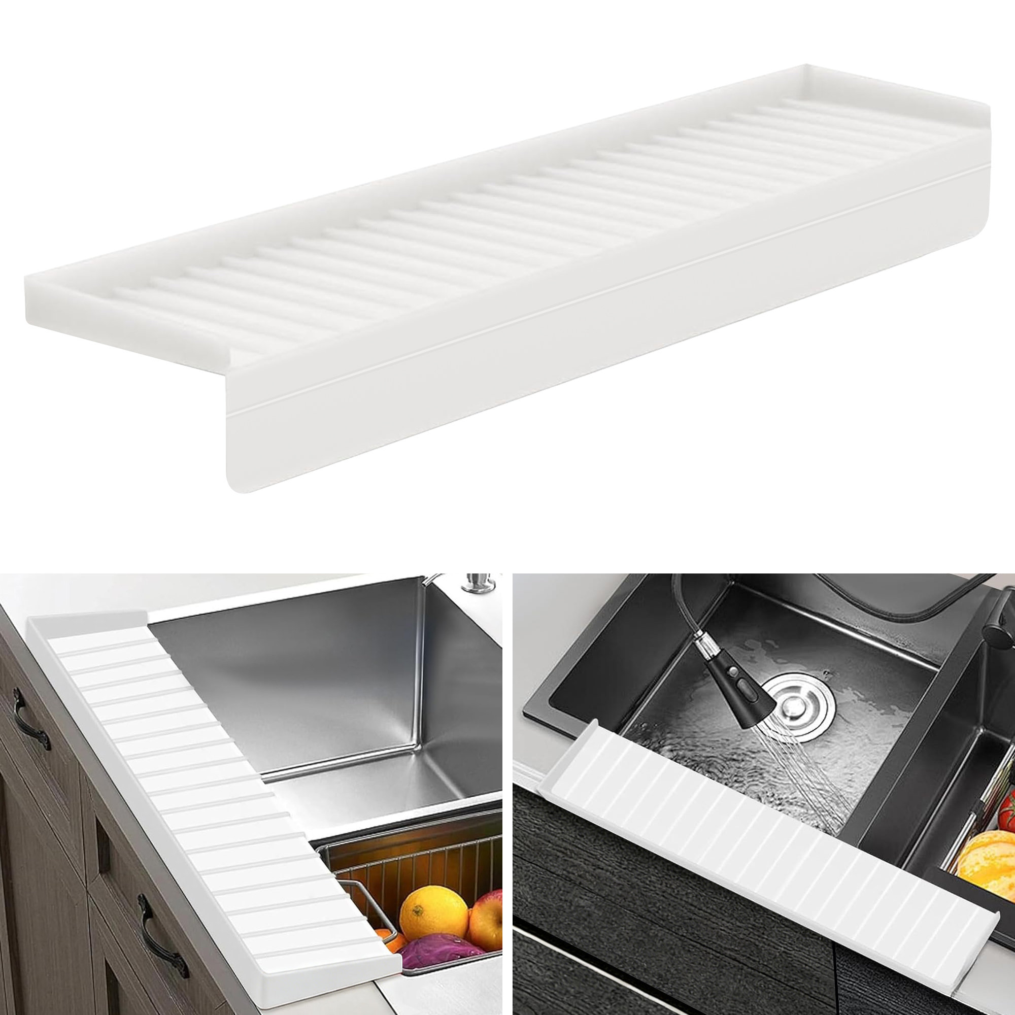 KALMORE Silicone Sink Edge Protector, 20"x4" Cuttable Sink Splash Guard ...