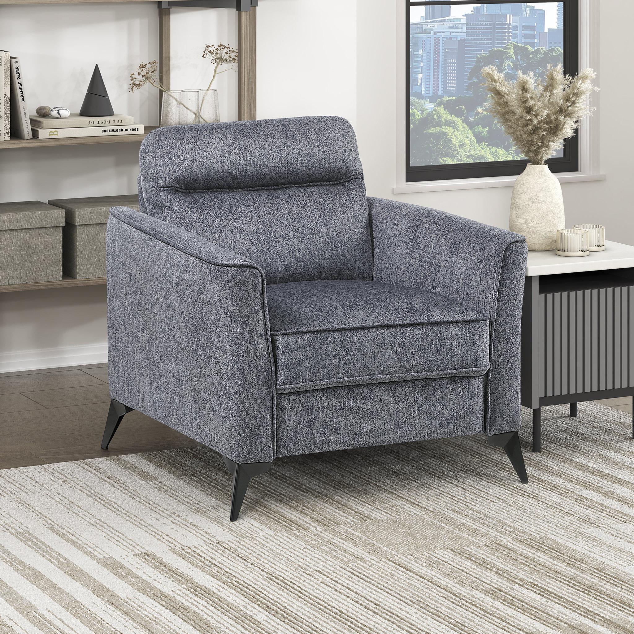 Wrought Studio™ Misa 35" Flared Arms Textured Microfiber Chair | Wayfair