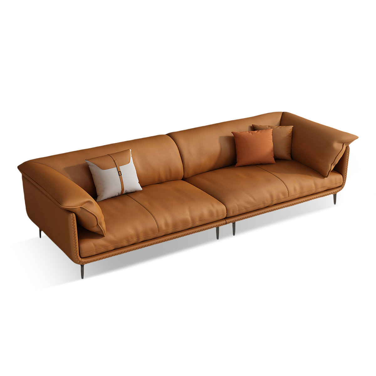 Alpha Trent Crest Orange Genuine Leather Modular Sofa cushion couch ...