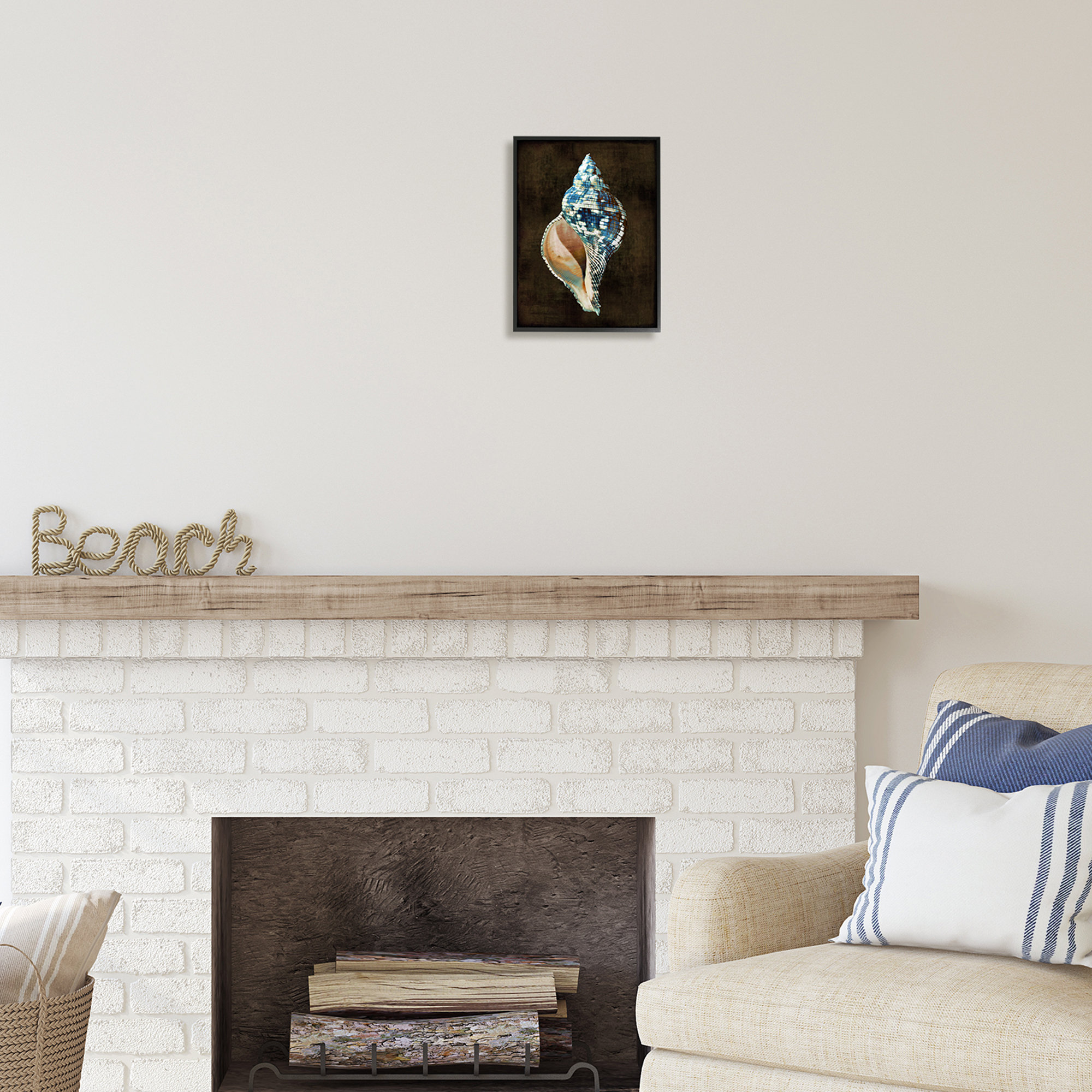 Stupell Industries Dark Patterned Conch Shell Framed Giclee Art by ...