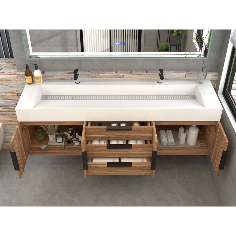 Latitude Run® Jessica 72'' Wall-Mounted Single Bathroom Vanity | Wayfair