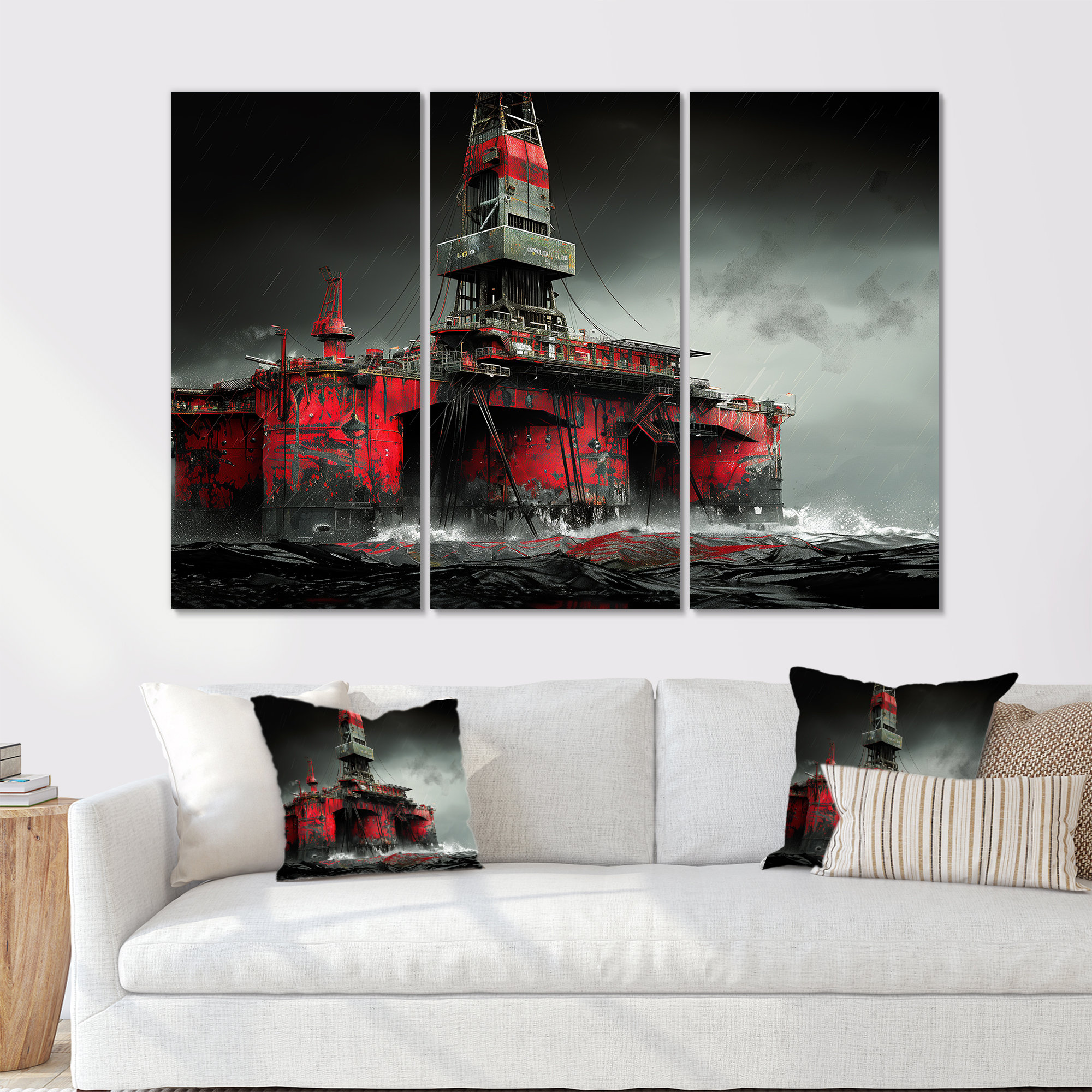 Design Art Red Black Winter Drilling Dawn Oil Rig II - Oil Rigs ...