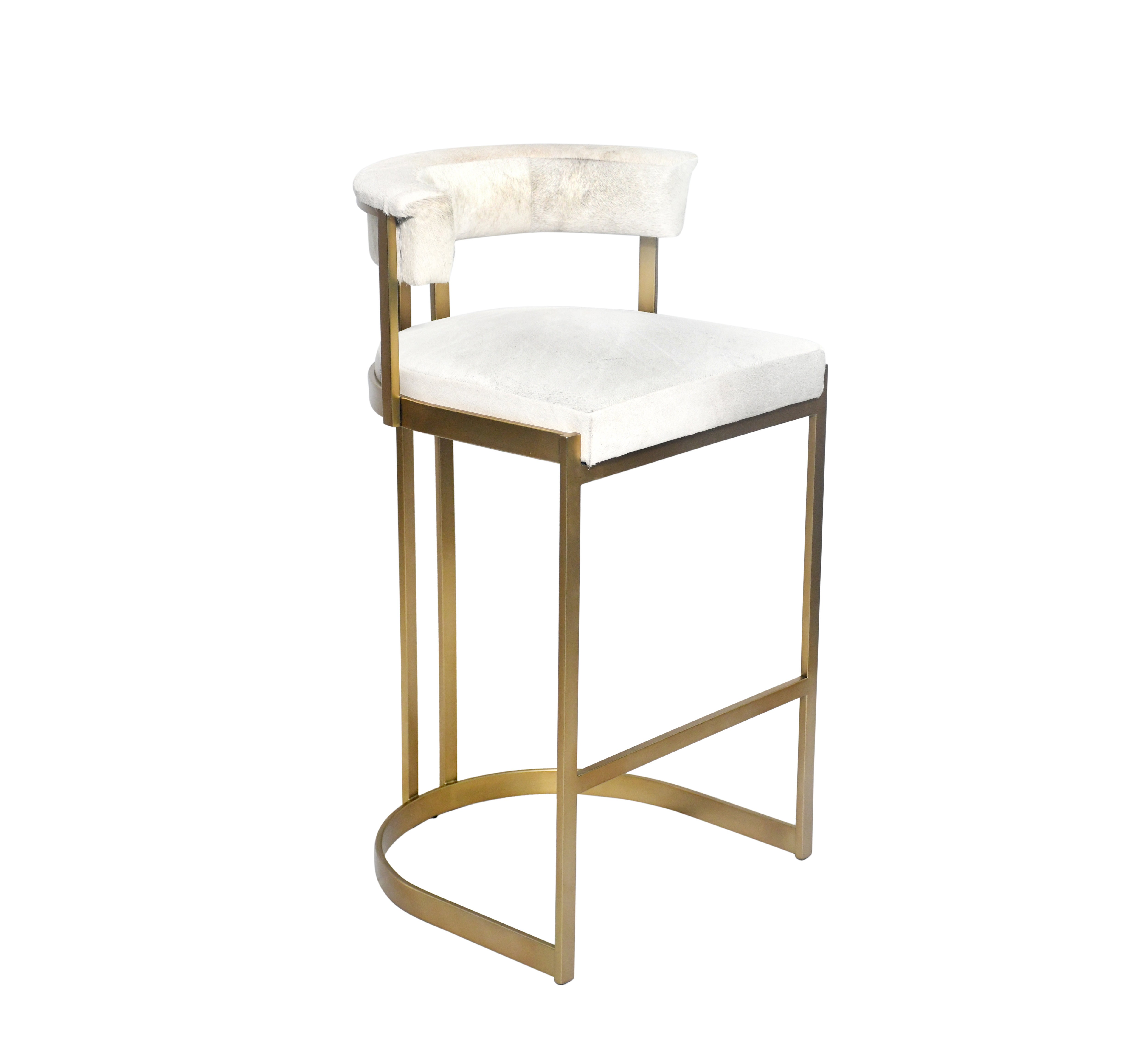 Everly Quinn A Stainless Steel Bar Chair With Cowhide | Wayfair