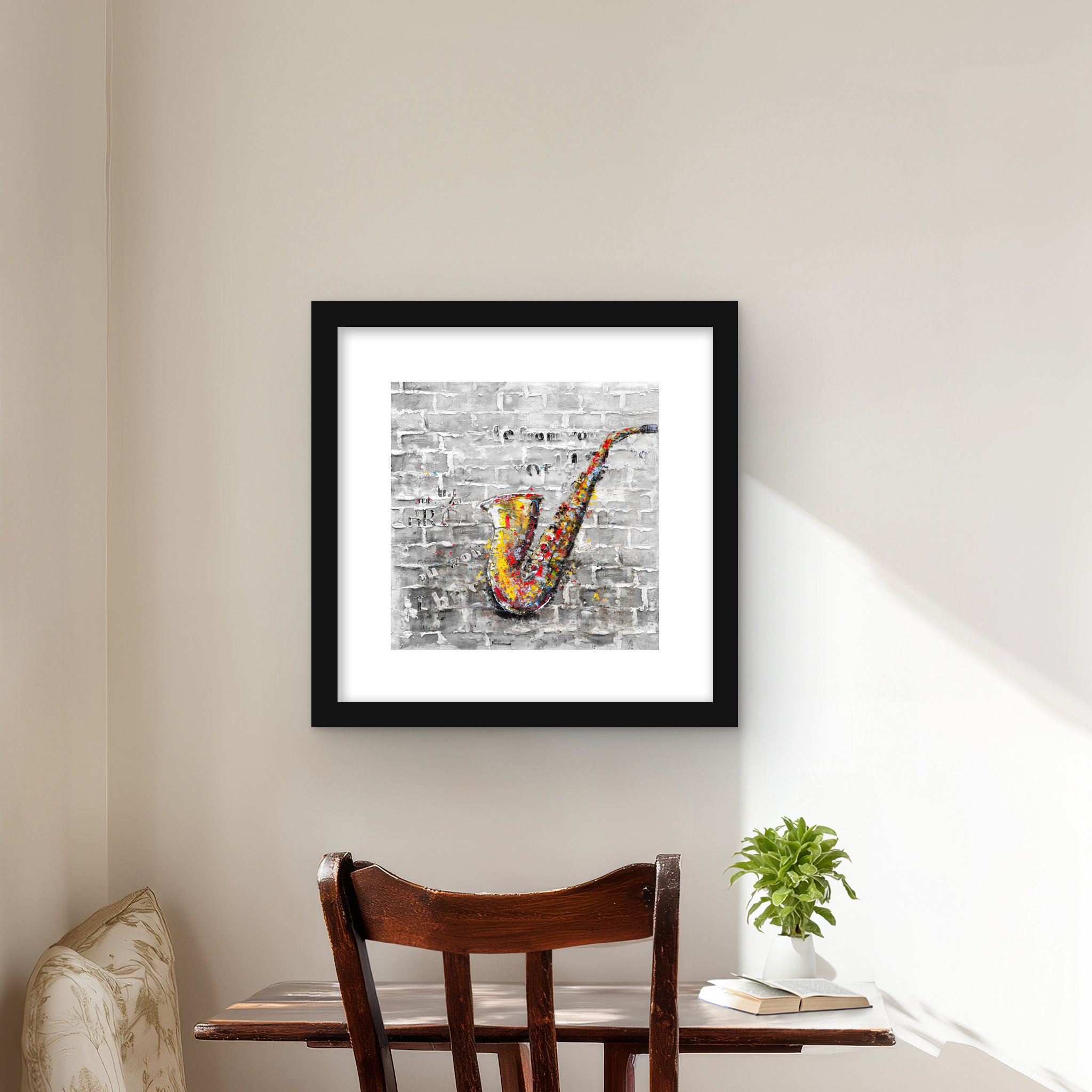 Lark Manor™ Graffiti of a Saxophone - Framed Matted Print for Home ...