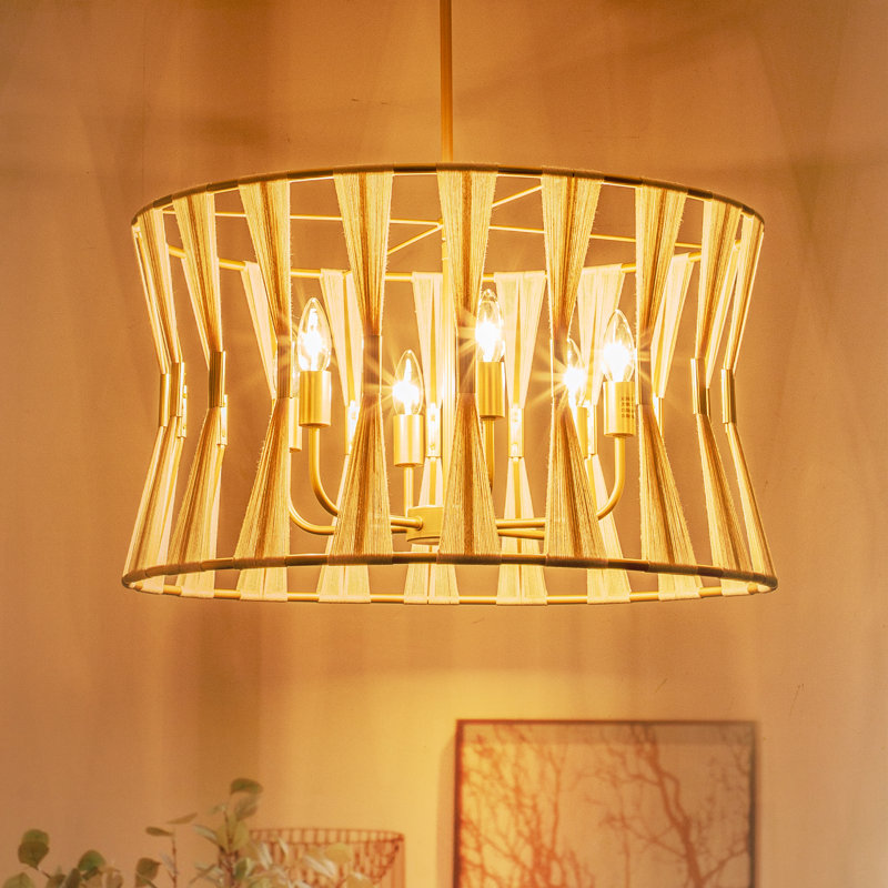 Everly Quinn Renessa 6 - Light Bleached Natural Rope/Patinaed Brass ...