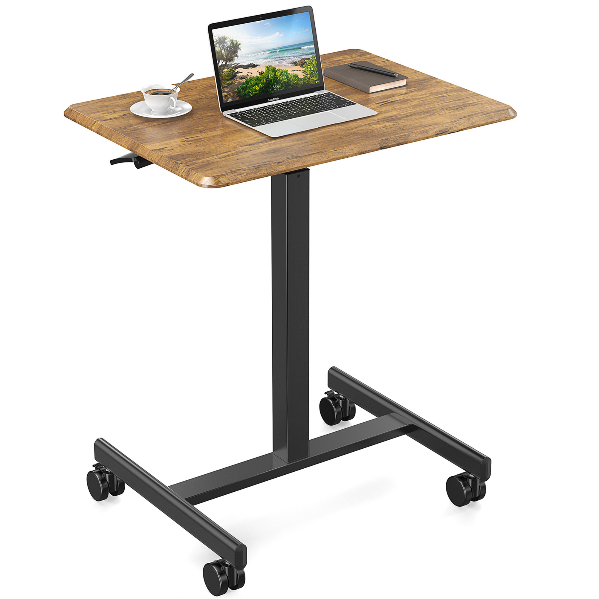 Inbox Zero Obeda Small Mobile Rolling Standing Desk Rolling Desk Laptop ...