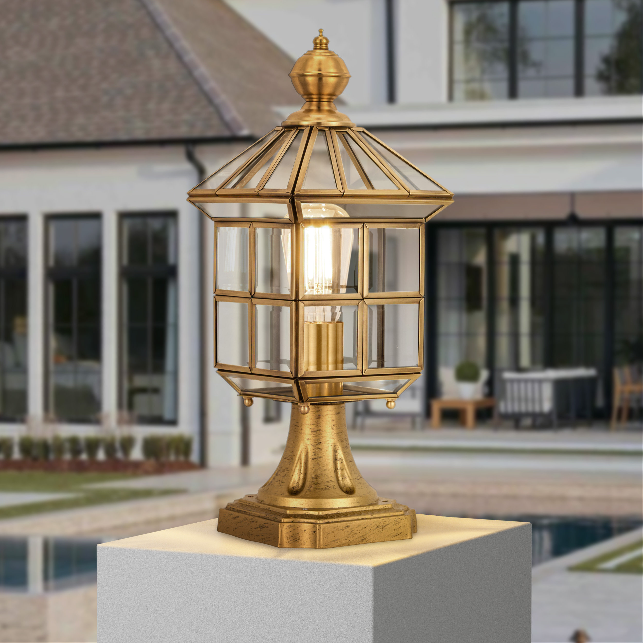 Shenzhen Yeego Innovation Brass Outdoor Post Head Lantern | Wayfair