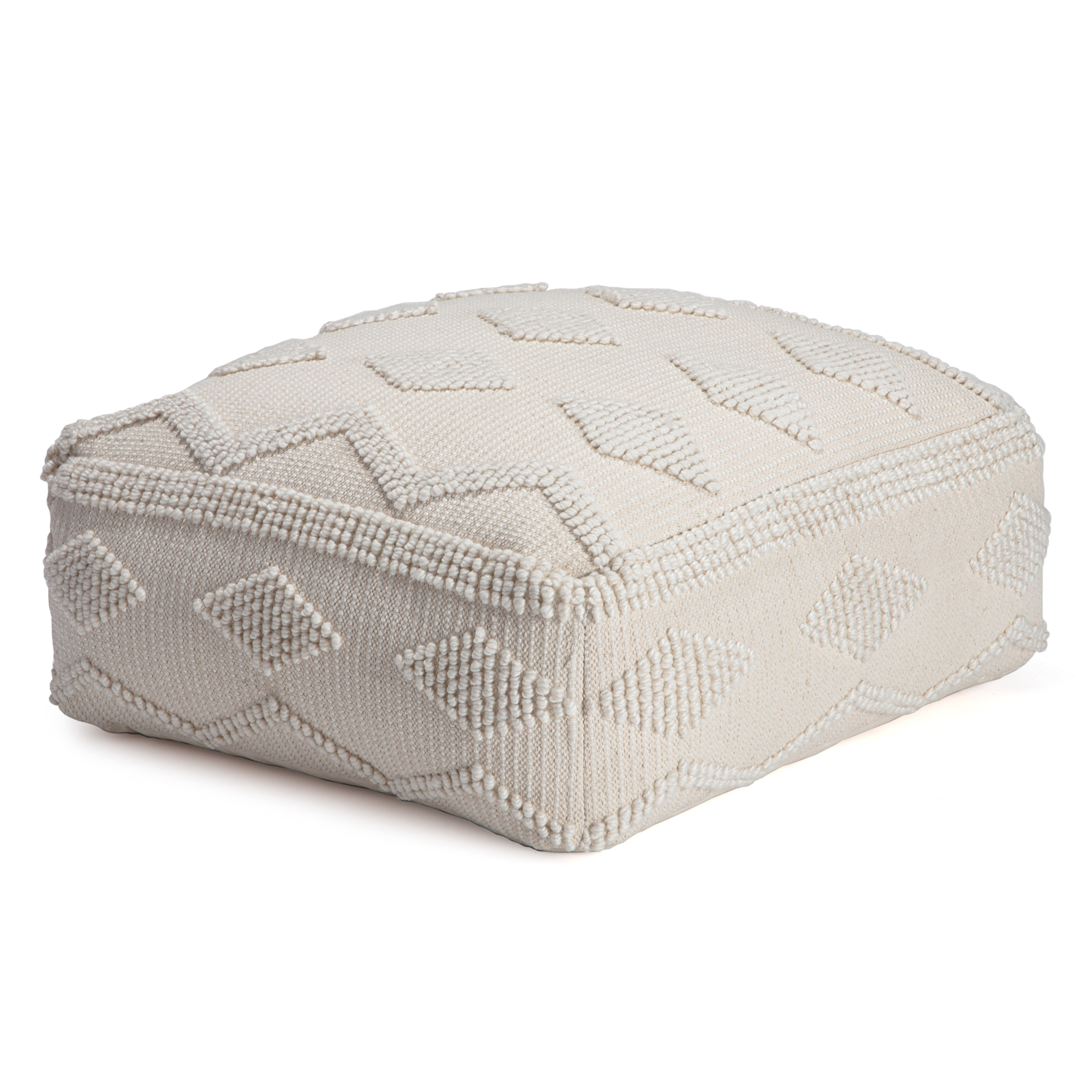 Langley Street® Loewen 34" X 34" X 16" Ivory Pouf Ottoman & Reviews ...